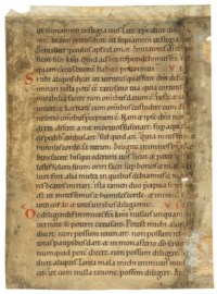 LECTIONARY, a rubricated leaf from the Common of Saints, in Latin ...