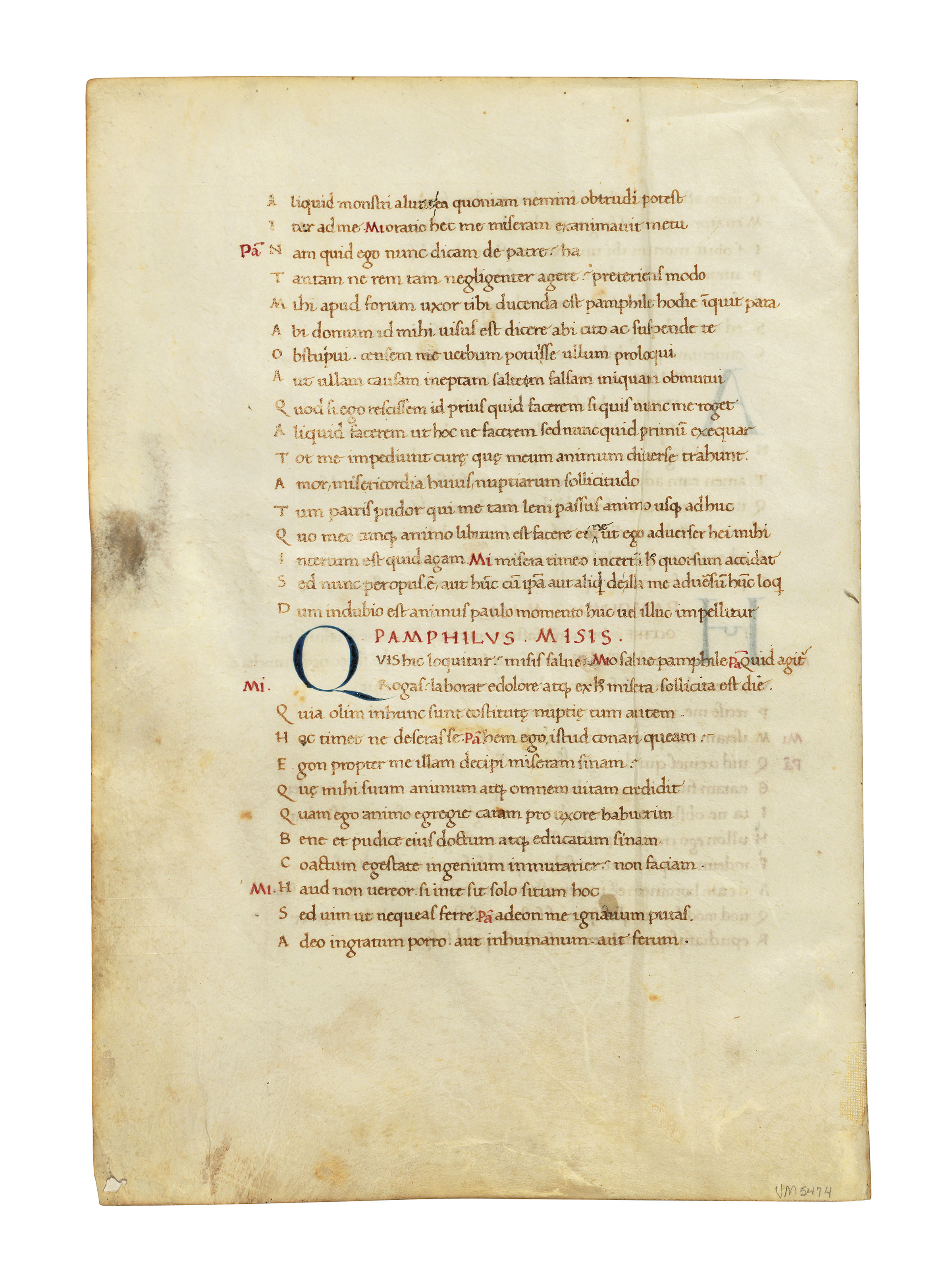 TERENCE, Andria, in Humanistic script written by Giuliano di Antonio of ...