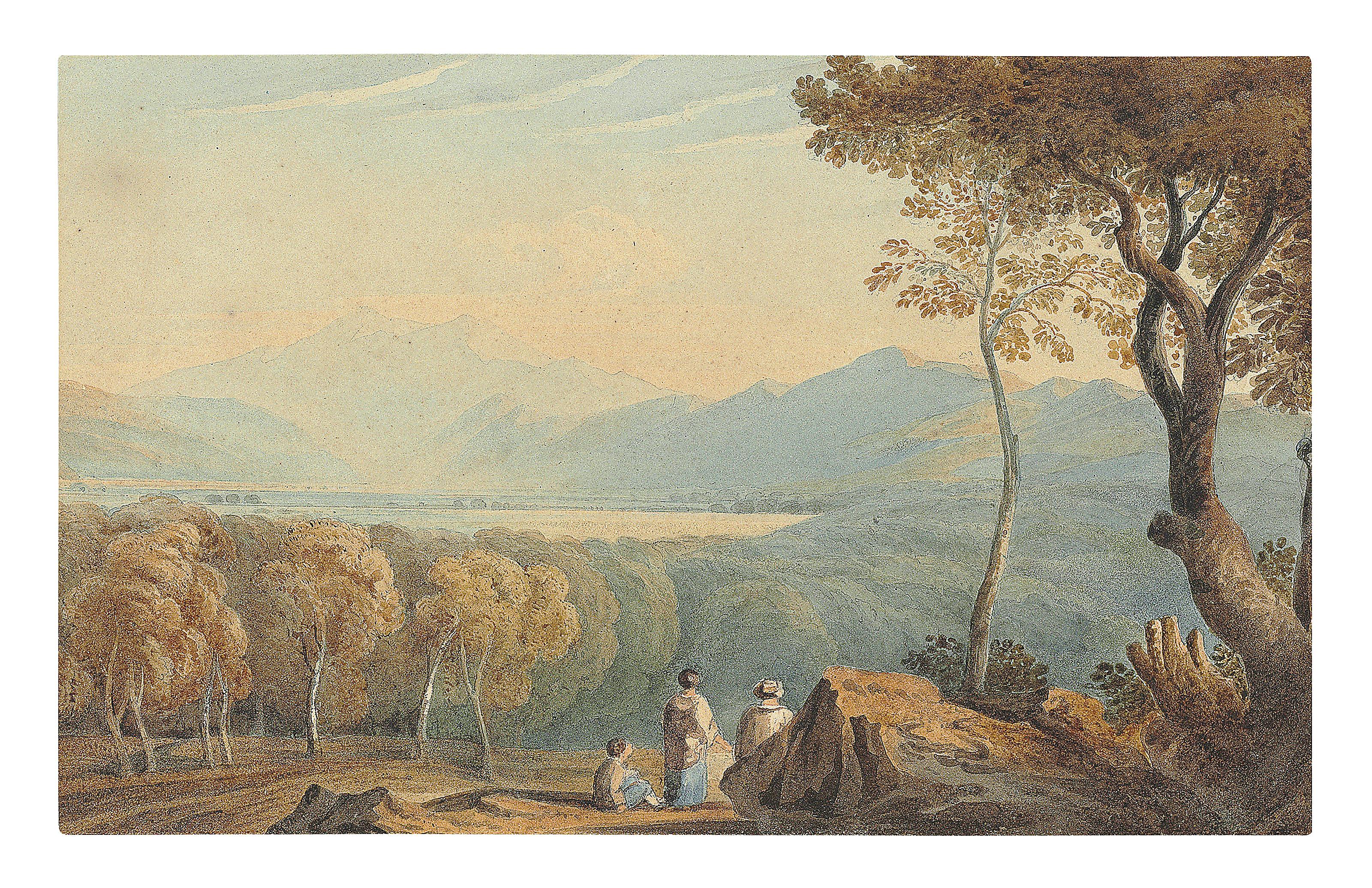 John Varley, O.W.S (London 1778-1842), An extensive landscape with a ...