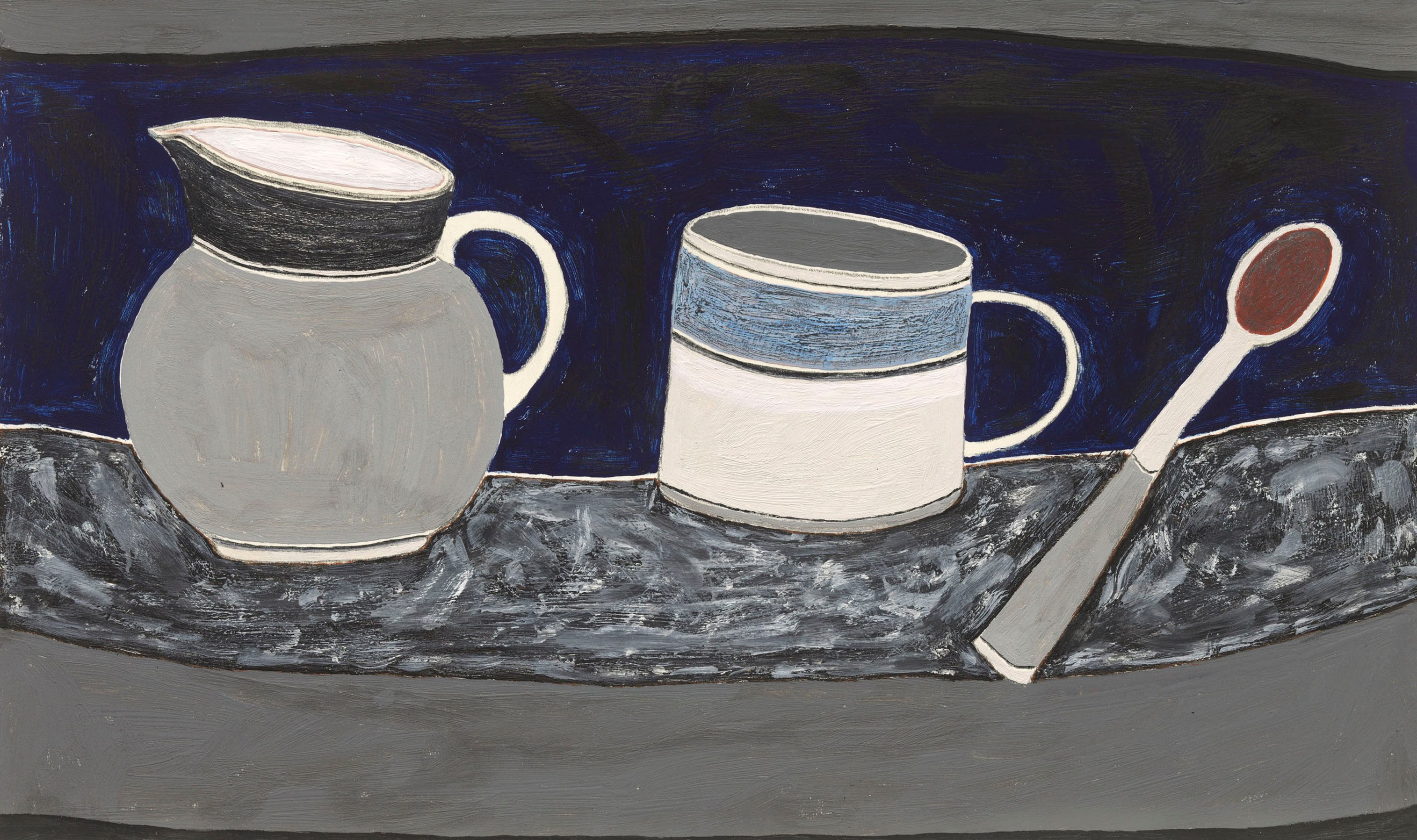 Rachel Nicholson (b. 1934), Still Life on Blue | Christie's