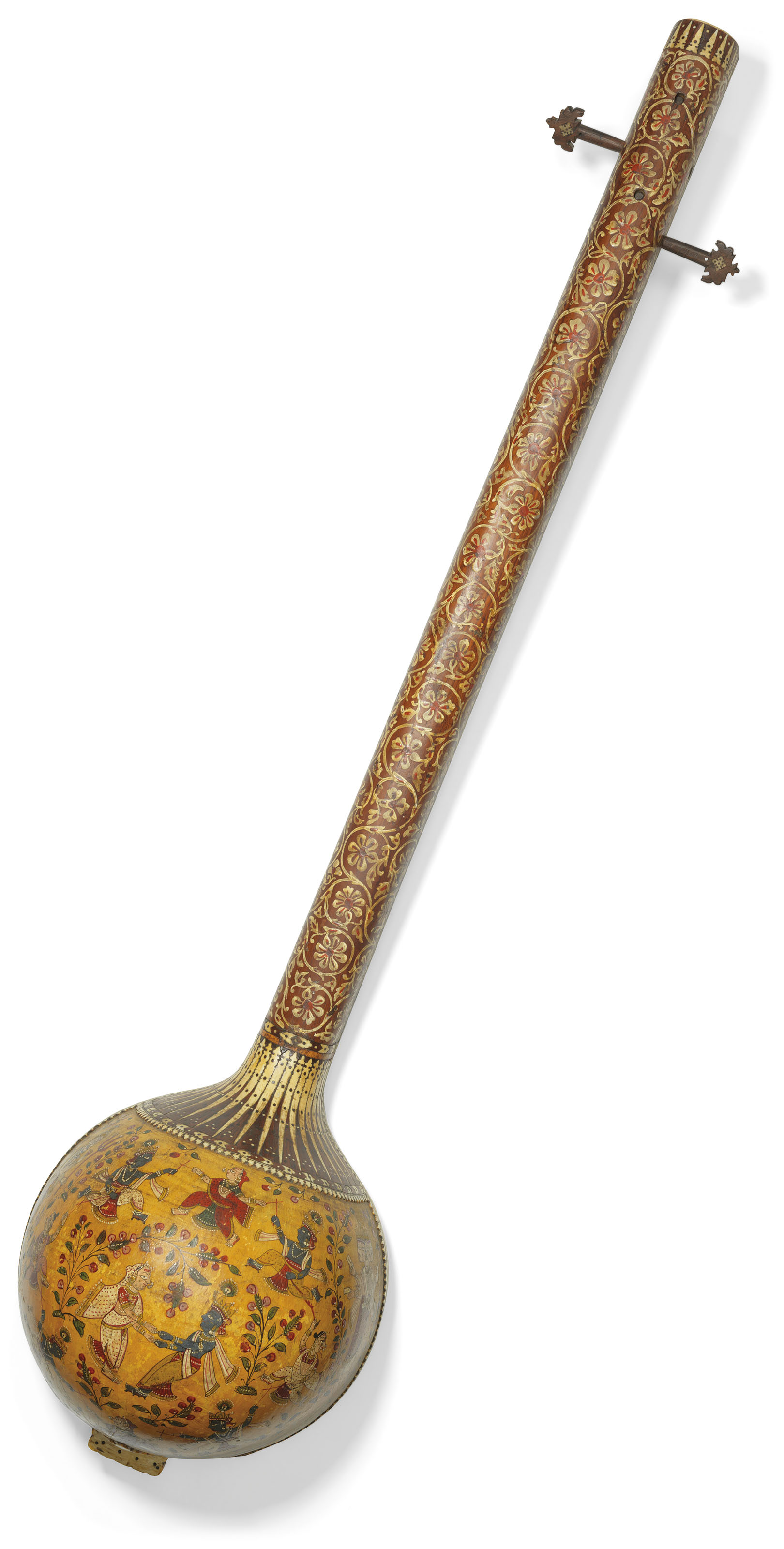 A PAINTED AND IVORY AND BONE-INLAID STRINGED INSTRUMENT ( TAMBURI ...