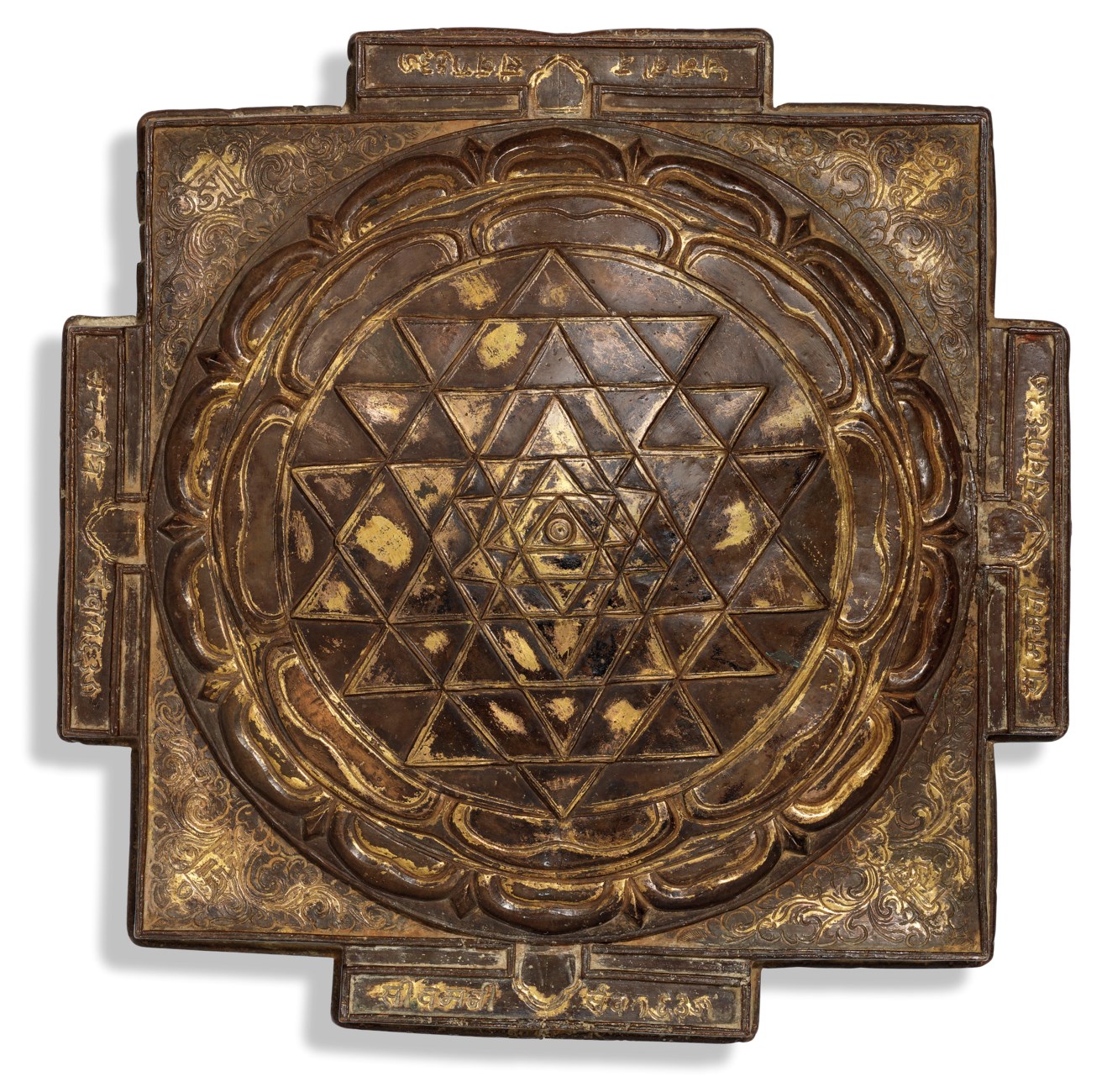 AN ENGRAVED GILT COPPER SHRI YANTRA, INDIA | Christie's
