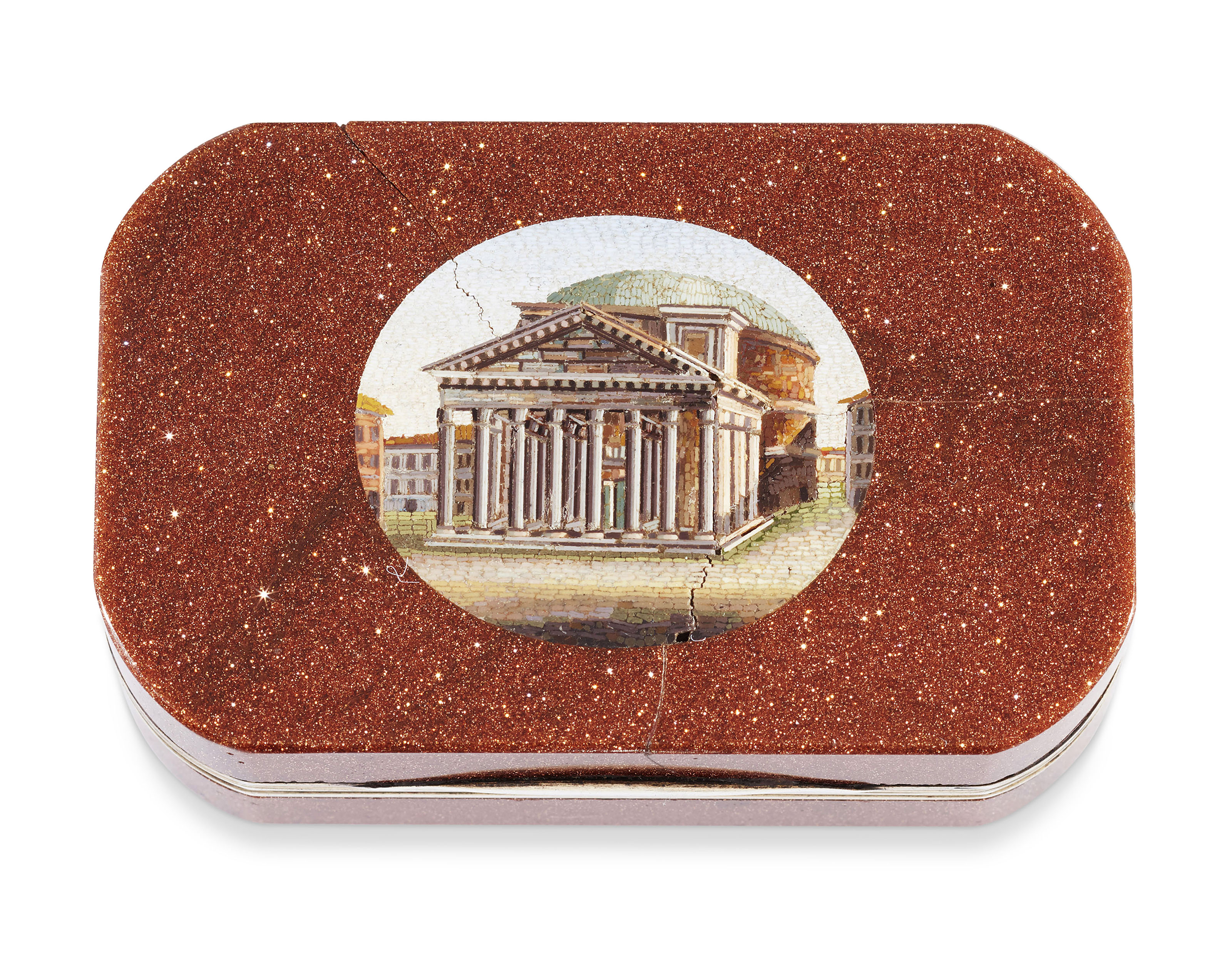 AN ITALIAN SILVER-GILT MOUNTED HARDSTONE SNUFF-BOX SET WITH A ...