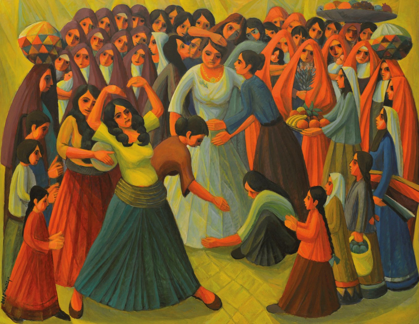 Mamdouh Kashlan (Syrian, b. 1929), A Rural Wedding (Damascus, Mezzeh ...