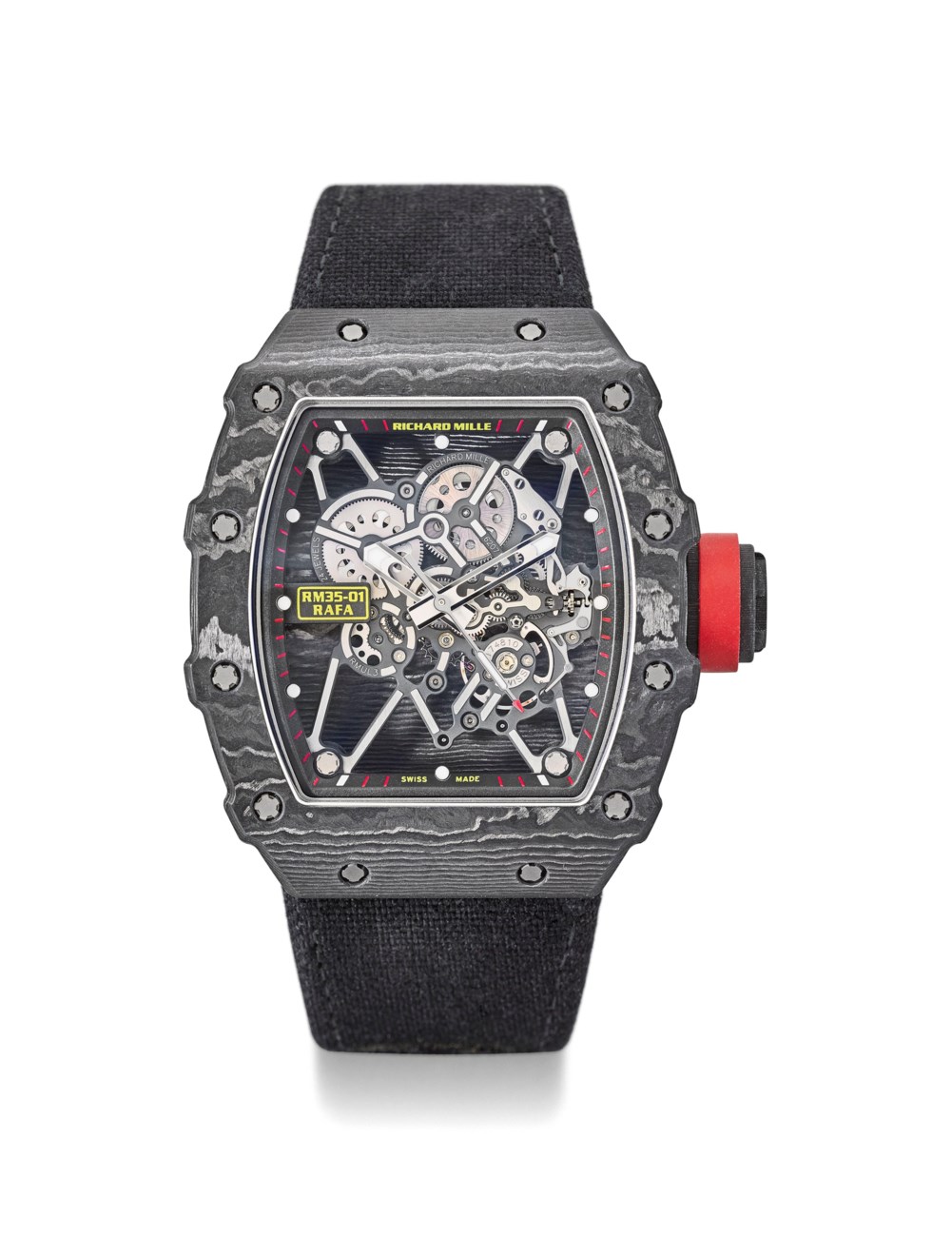 RICHARD MILLE. A VERY RARE AND IMPRESSIVE CARBON TPT® SKELETONIZED ...