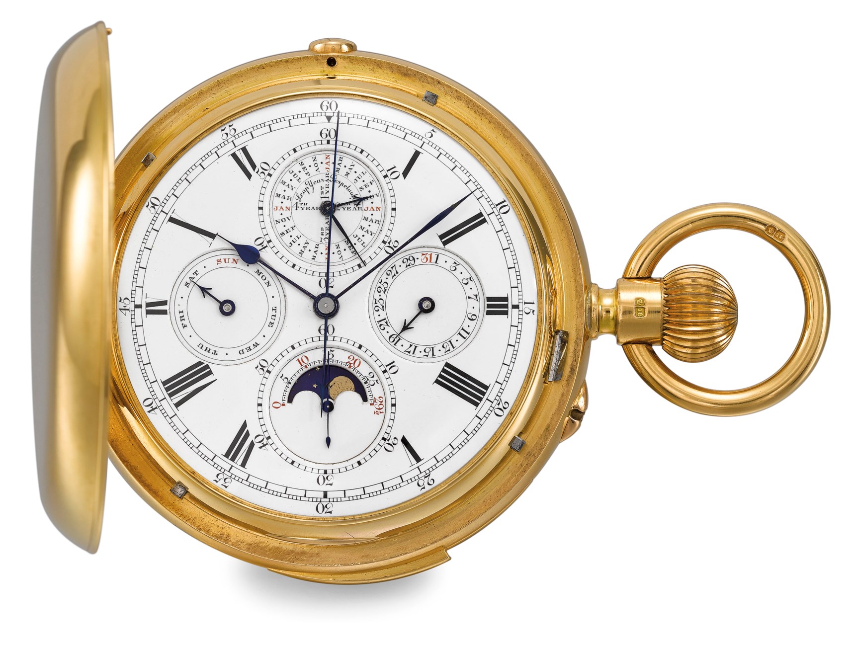 Le Roy & Son. An extremely fine, rare and large 18K gold hunter case ...