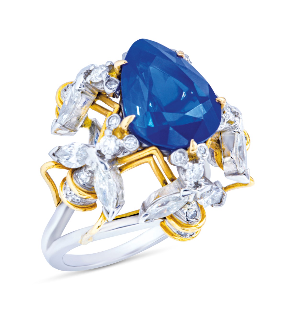 SAPPHIRE AND DIAMOND RING, MOUNT BY SCHLUMBERGER FOR TIFFANY & CO ...
