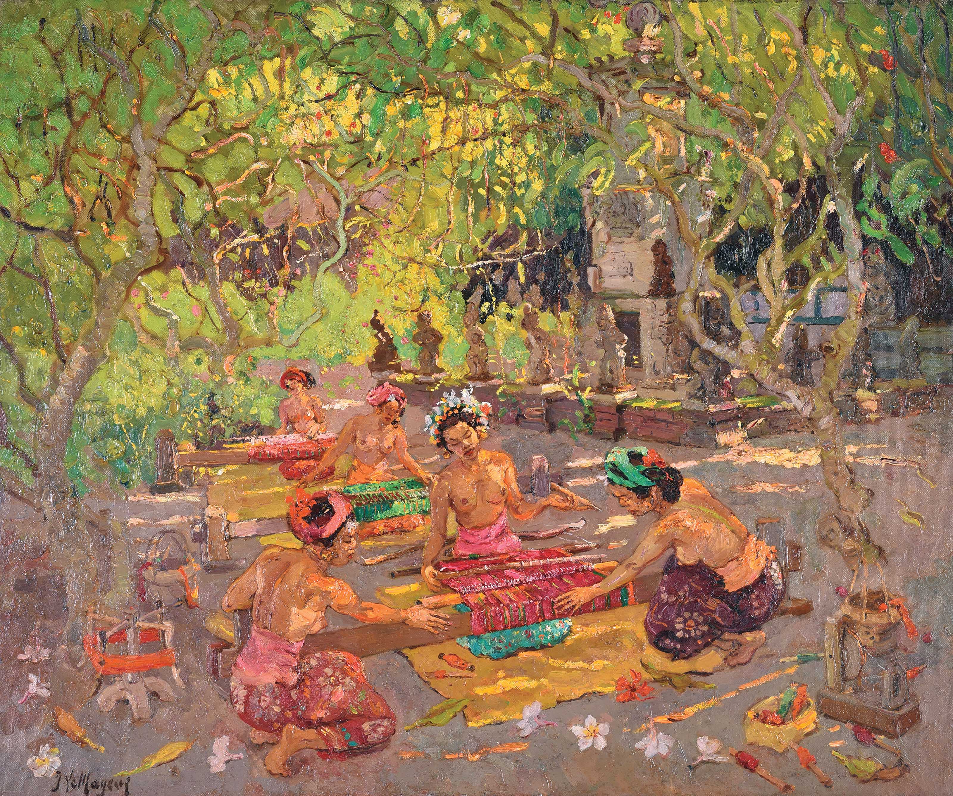 ADRIEN-JEAN LE MAYEUR DE MERPRÈS (BELGIUM, 1880-1958) , Women Weaving ...