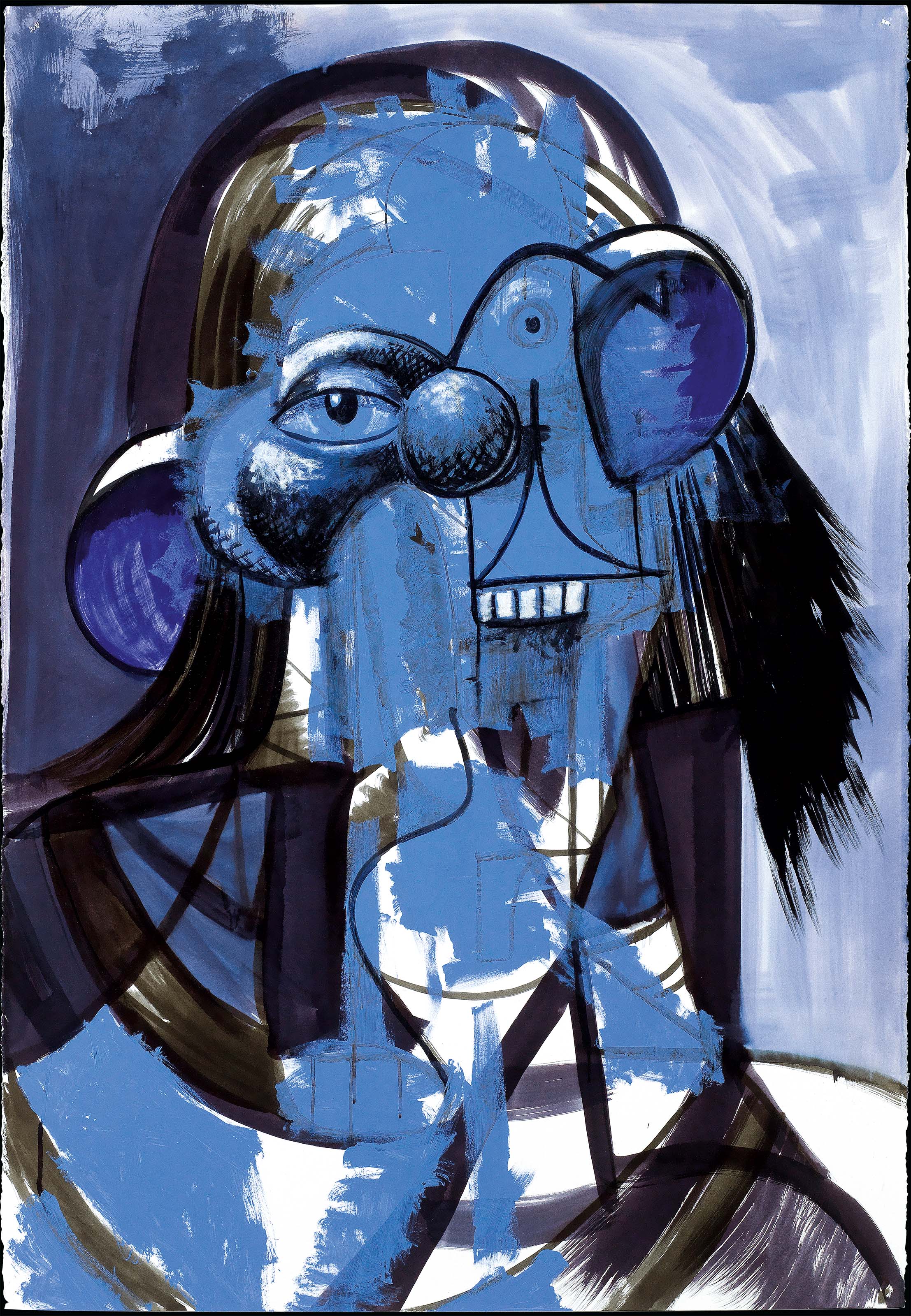 GEORGE CONDO (USA, B. 1957) , Blue Portrait Composition | Christie's