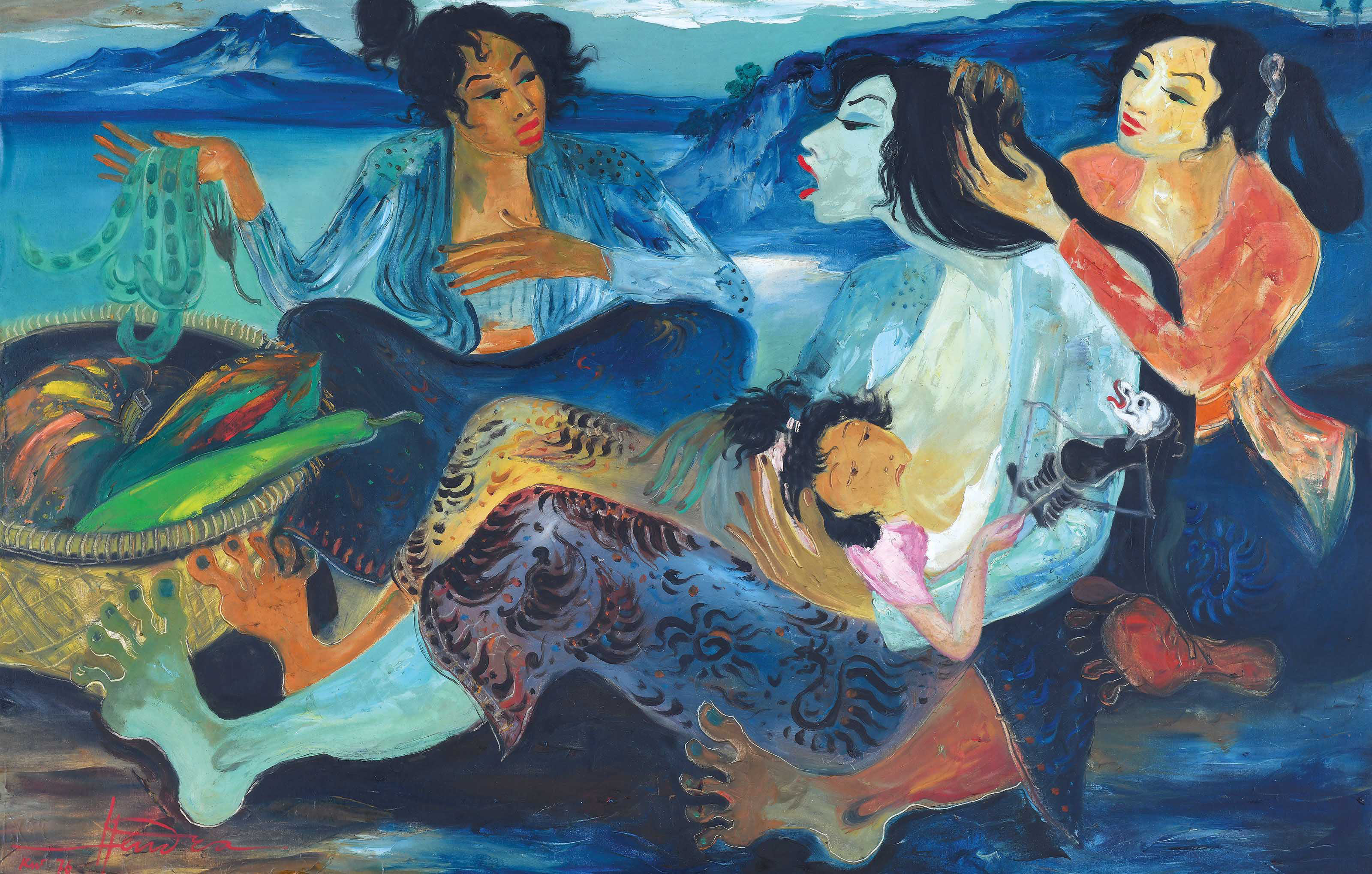 HENDRA GUNAWAN (1918-1983) , Cari Kutu (Hunting for Fleas) | Christie's