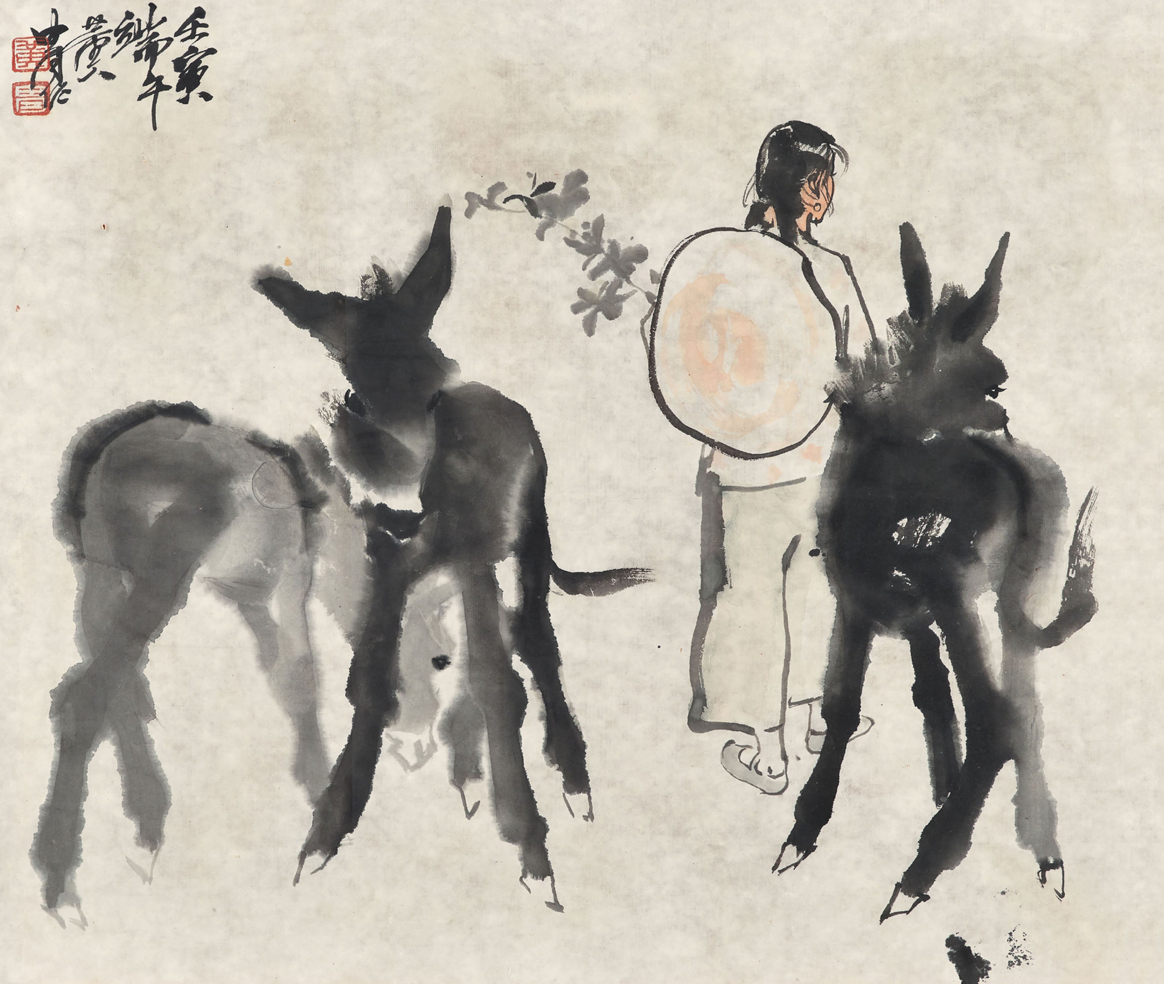 HUANG ZHOU (1925-1997), Donkeys and Girl | Christie’s