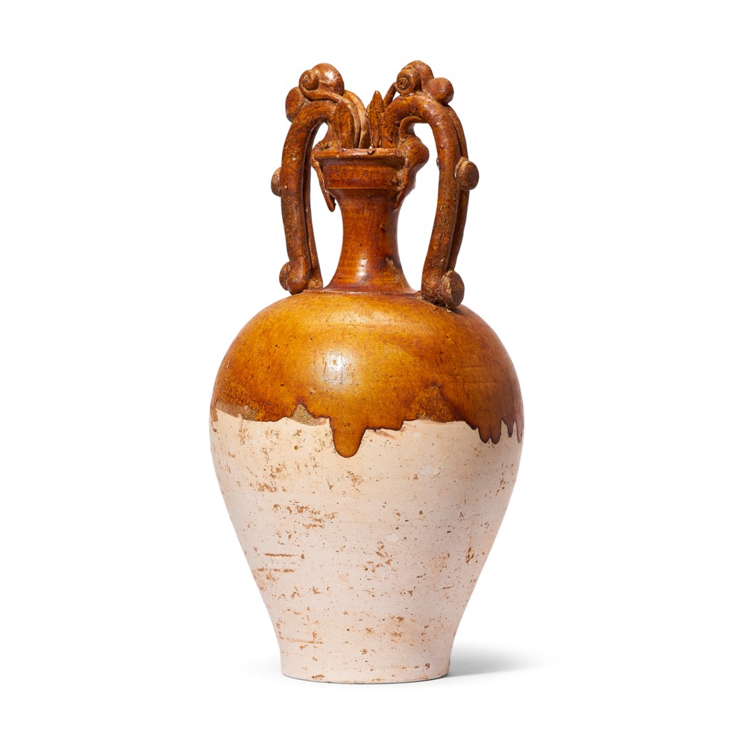 AN AMBER-GLAZED AMPHORA AND A BROWN-GLAZED JUG, AMPHORA: TANG DYNASTY ...