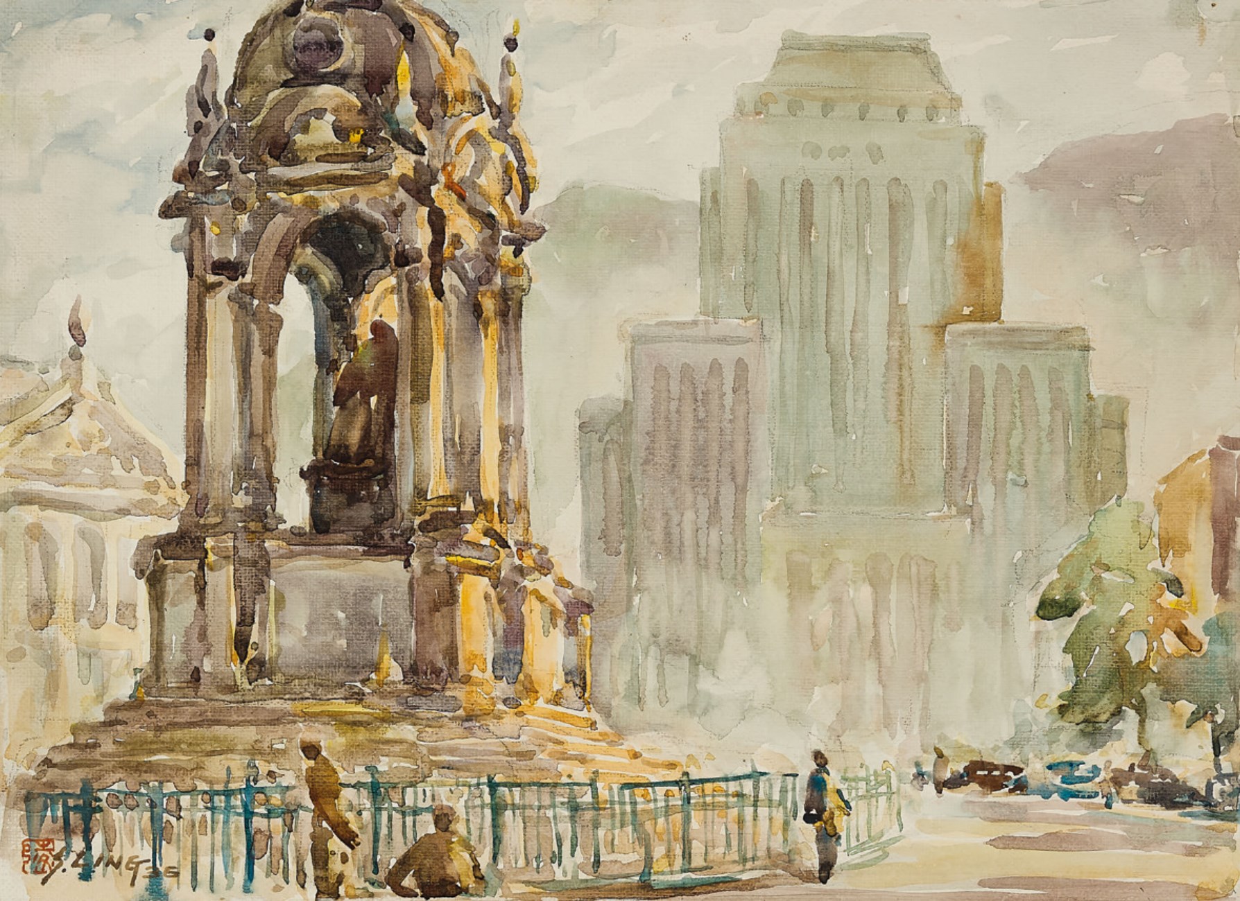 WANG SHAOLING (1909-1989), Statue Square | Christie's