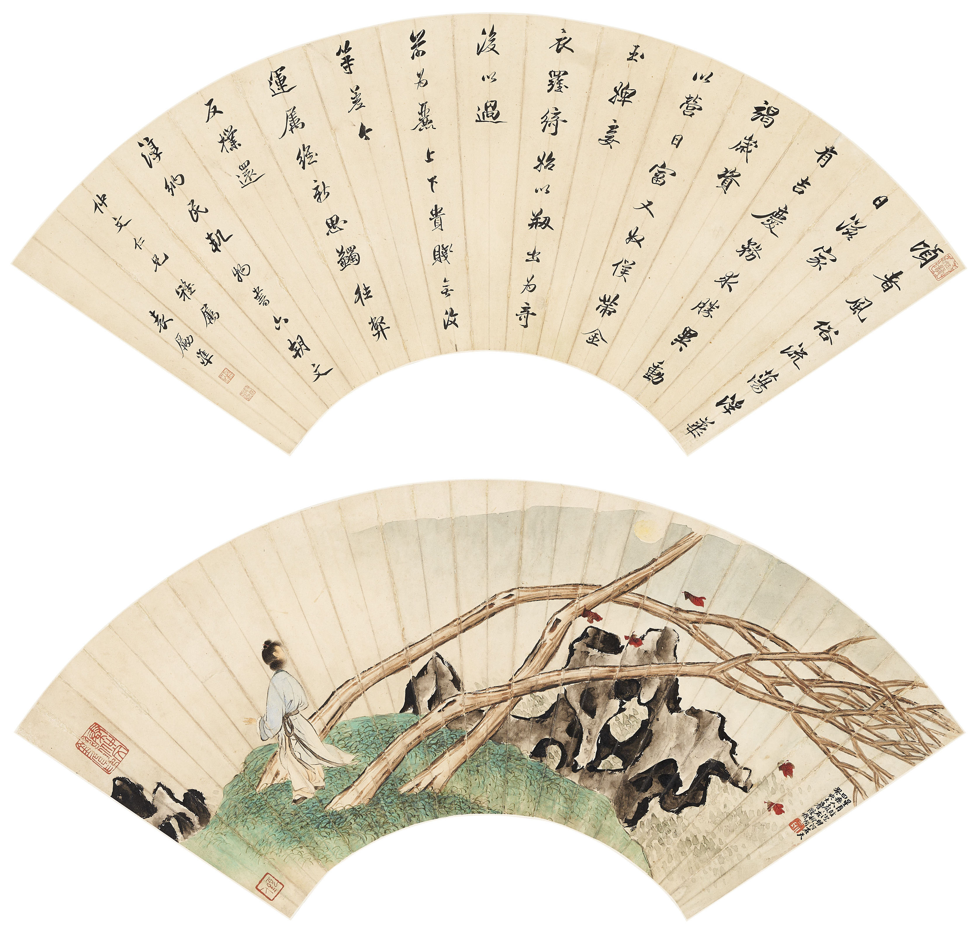 YU MING (1884-1935) / YUAN LIZHUN (1876-1935), Lady in Autumn Scenery ...