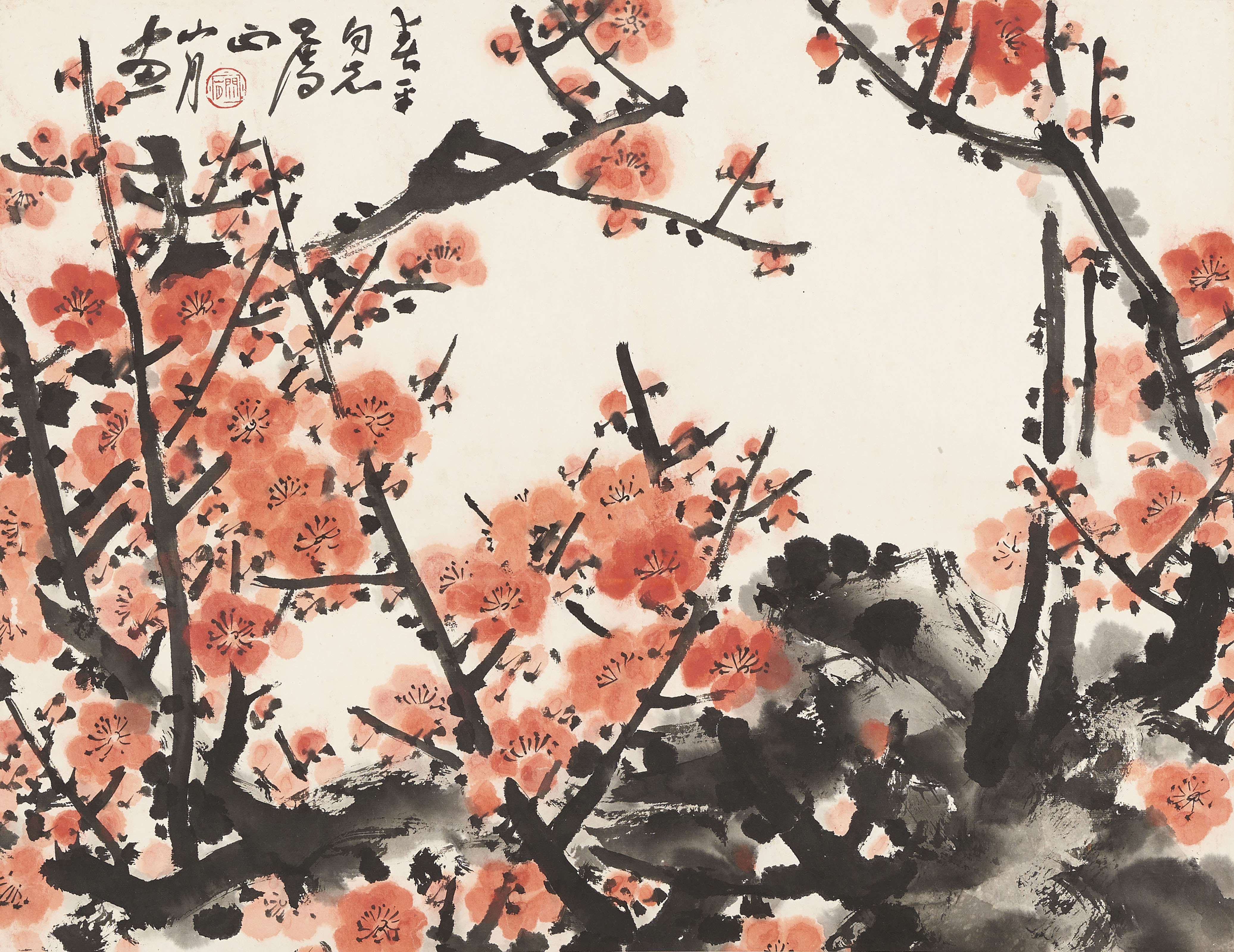 GUAN SHANYUE (1912-2000), Red Plum Blossom | Christie’s