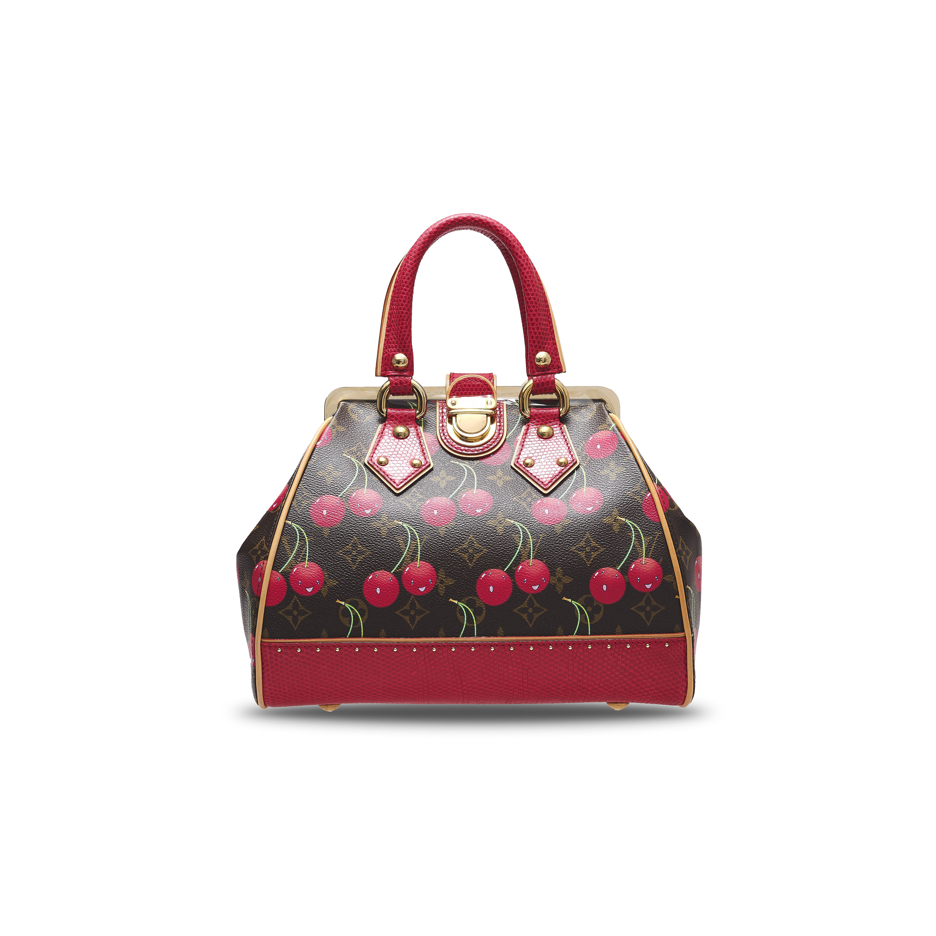 A LIMITED EDITION CHERRY MONOGRAM CANVAS & RED LIZARD SAC FERMOIR WITH ...