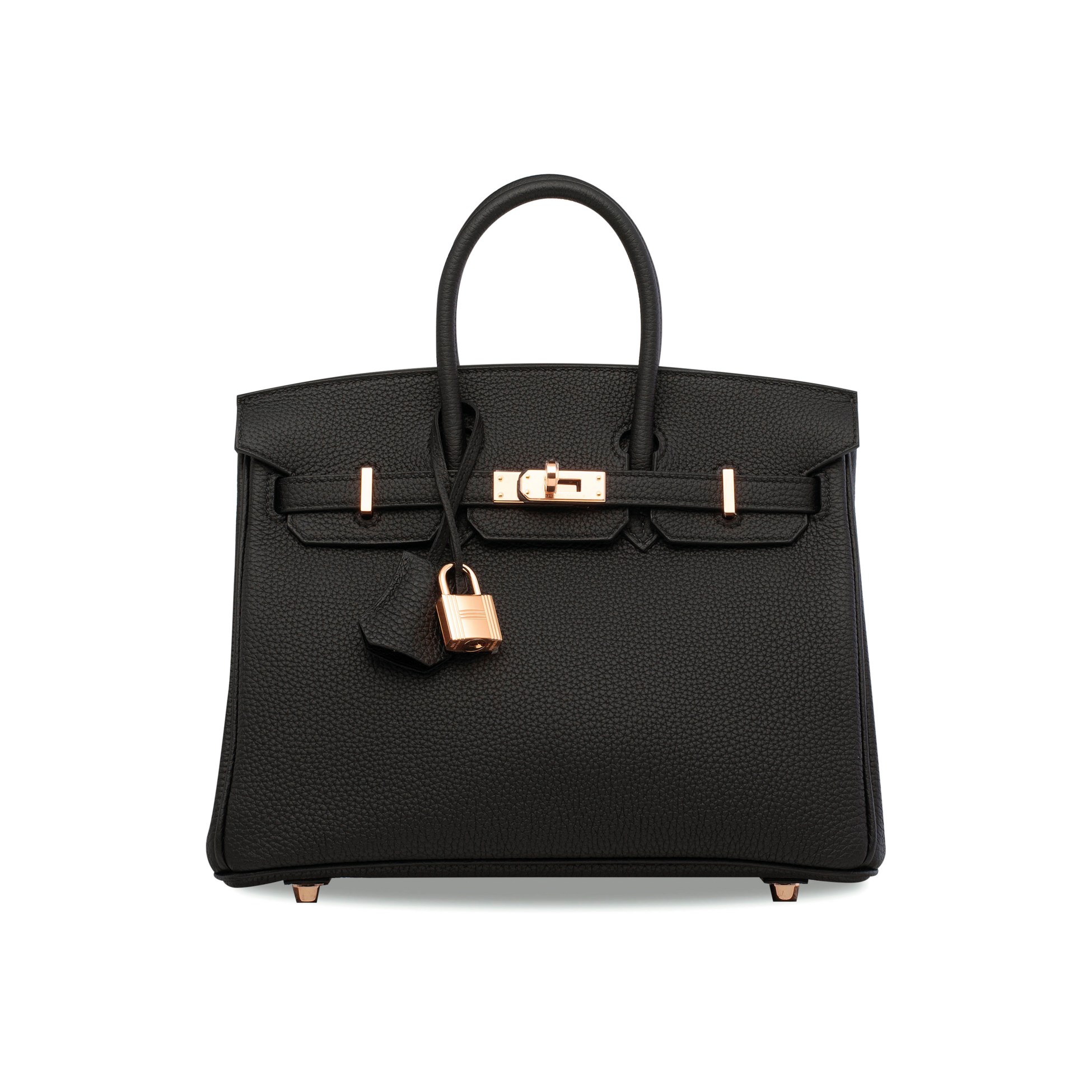 A BLACK TOGO LEATHER BIRKIN 25 WITH ROSE GOLD HARDWARE, HERMÈS, 2019 ...