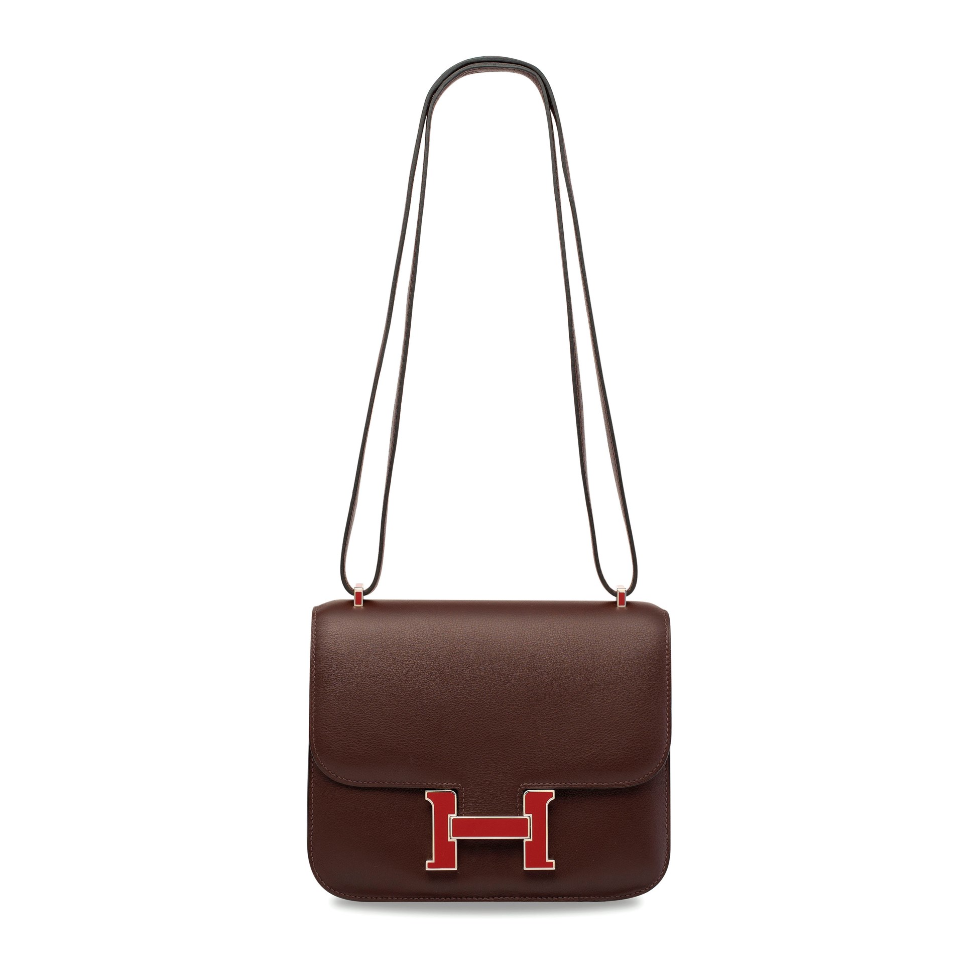 A LIMITED EDITION HAVANE SWIFT LEATHER MINI CONSTANCE 18 WITH ROUGH H ...