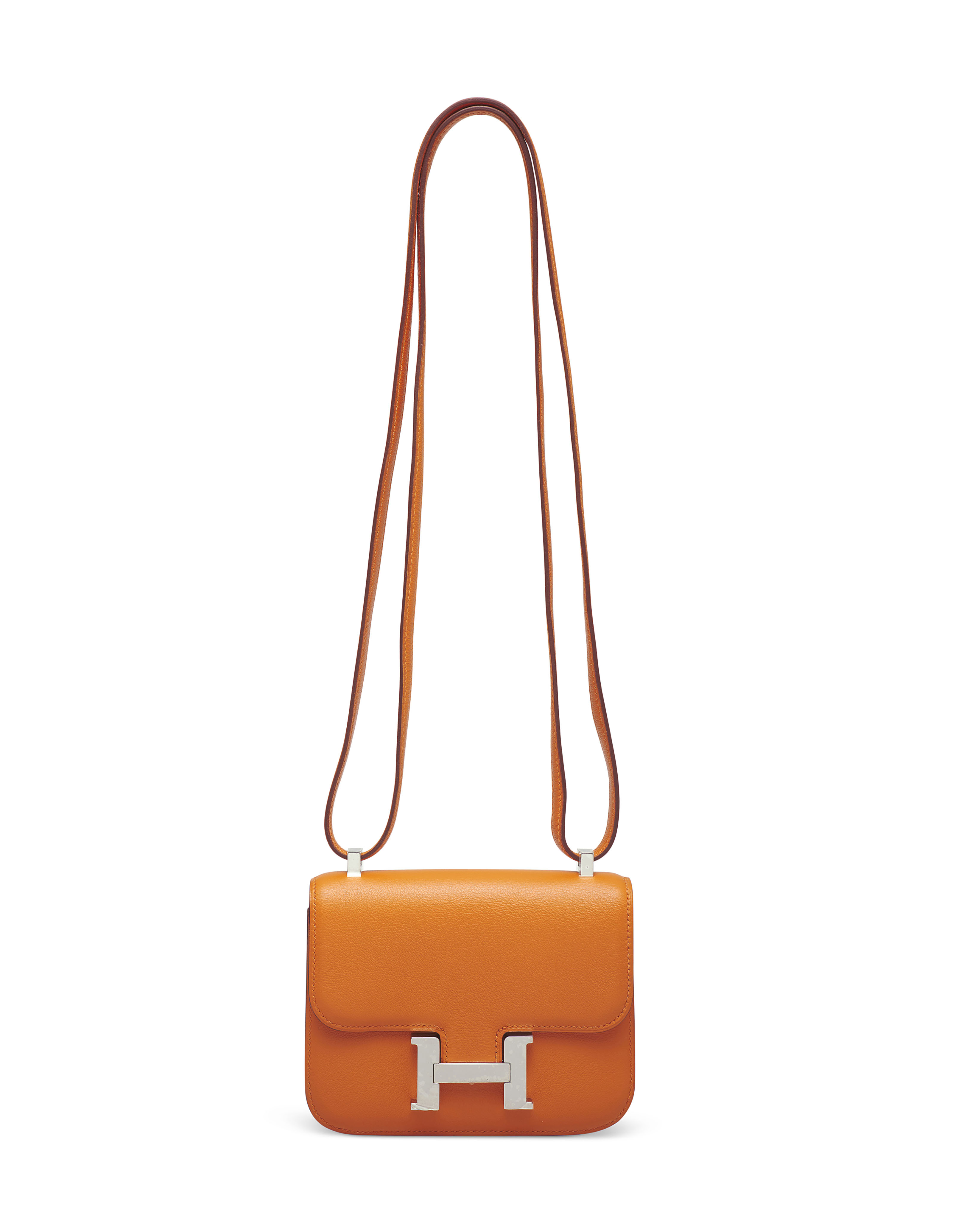AN ORANGE SWIFT LEATHER MICRO MINI CONSTANCE WITH PALLADIUM HARDWARE ...