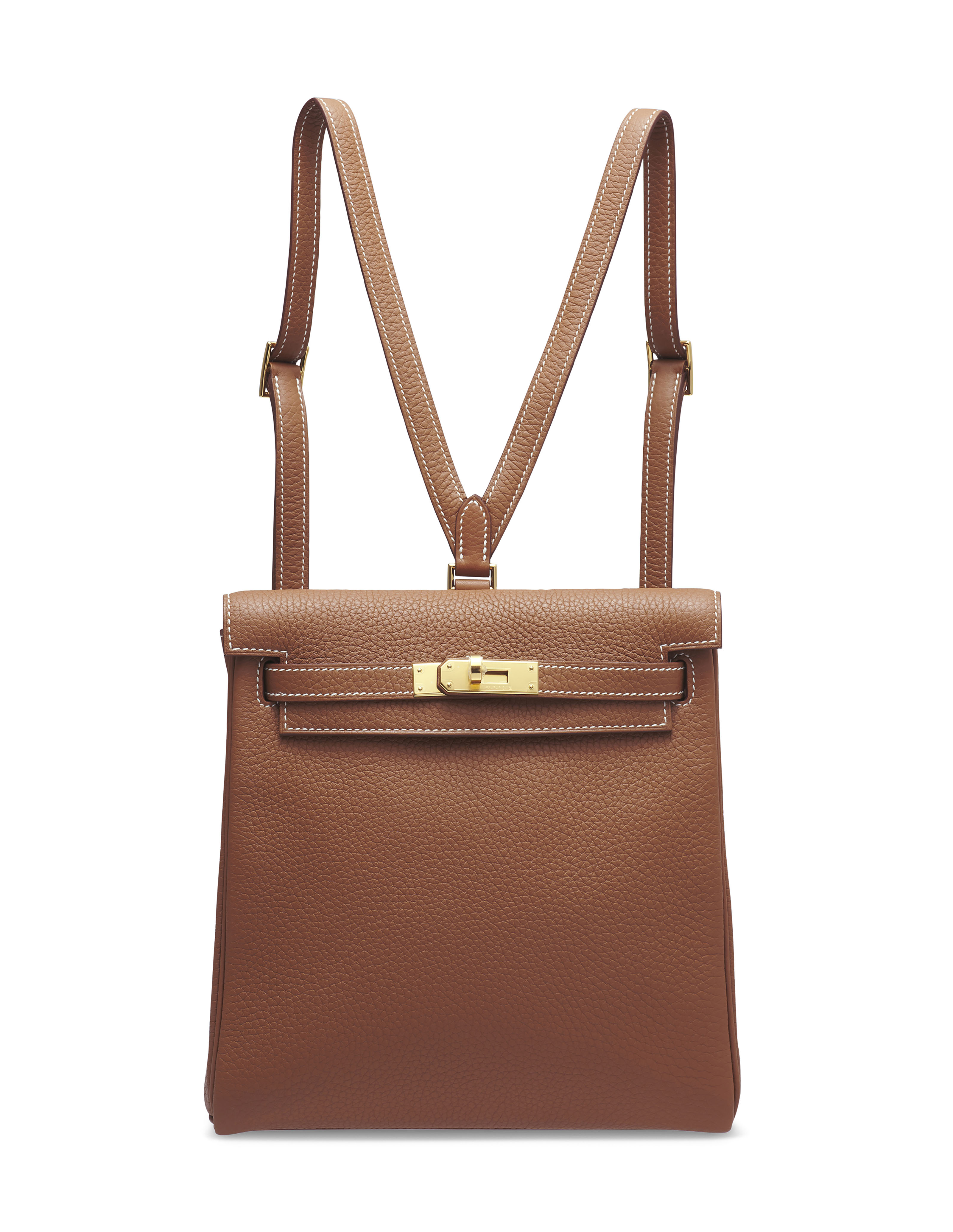 A GOLD CLÉMENCE LEATHER KELLY ADO 22 WITH GOLD HARDWARE, HERMÈS, 2018 ...