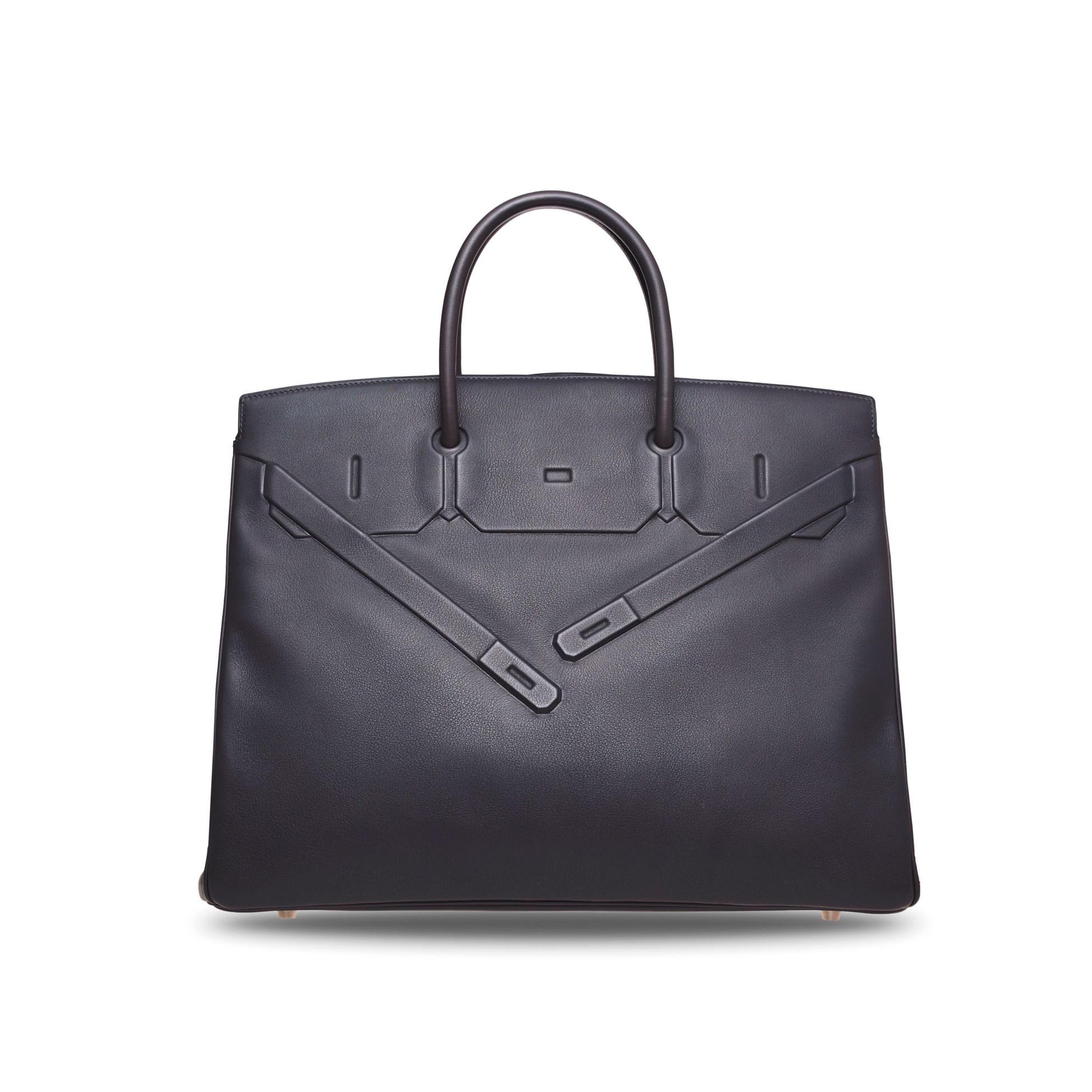A RARE, ARDOISE EVERCALF LEATHER SHADOW BIRKIN 40 WITH PALLADIUM ...