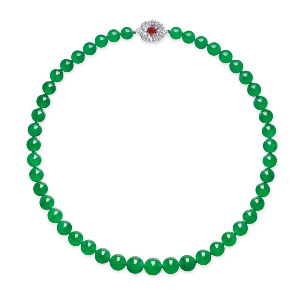 JADEITE BEAD, RUBY AND DIAMOND NECKLACE | Christie's