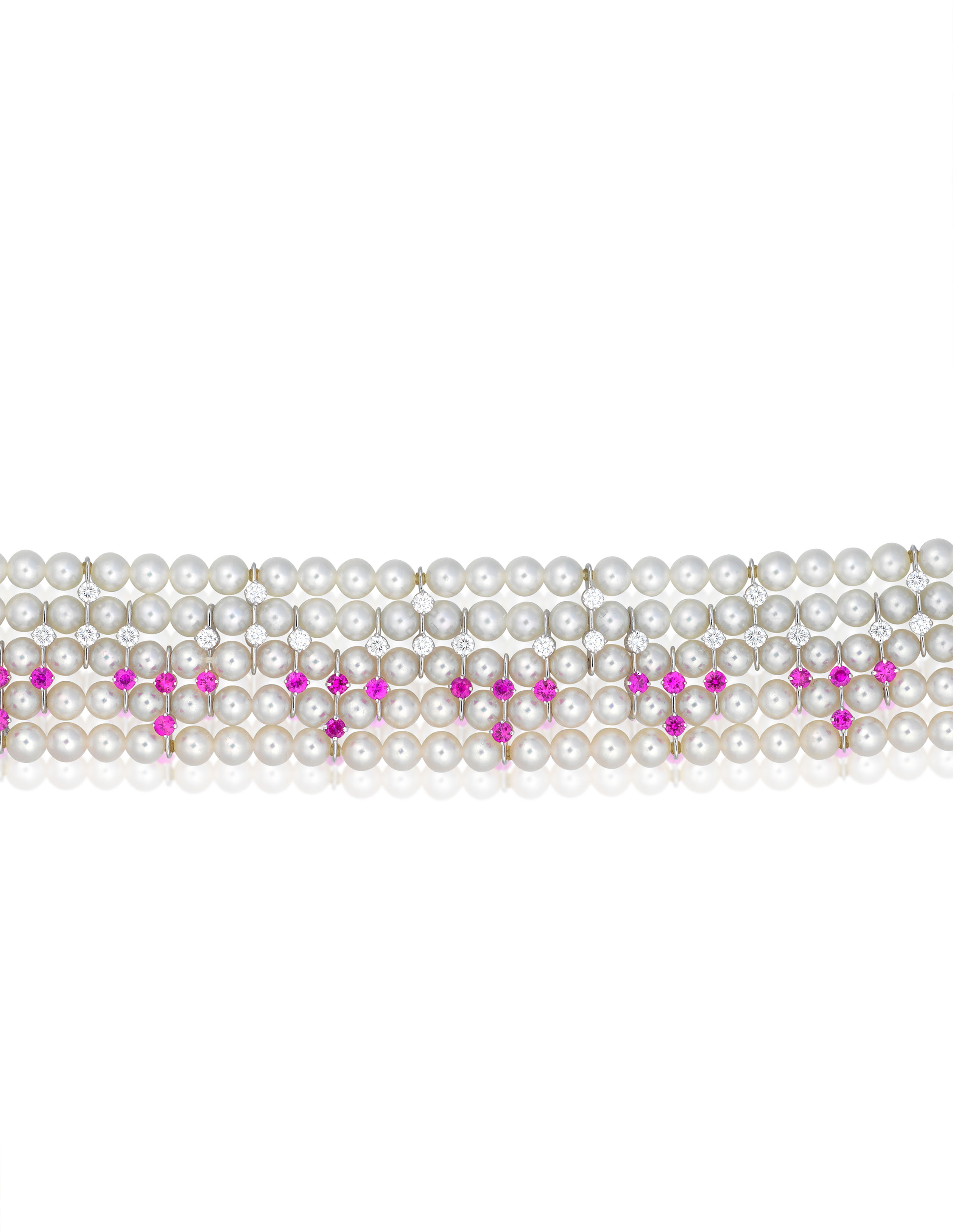 MIKIMOTO CULTURED PEARL, COLOURED SAPPHIRE AND DIAMOND CHOKER, | Christie’s