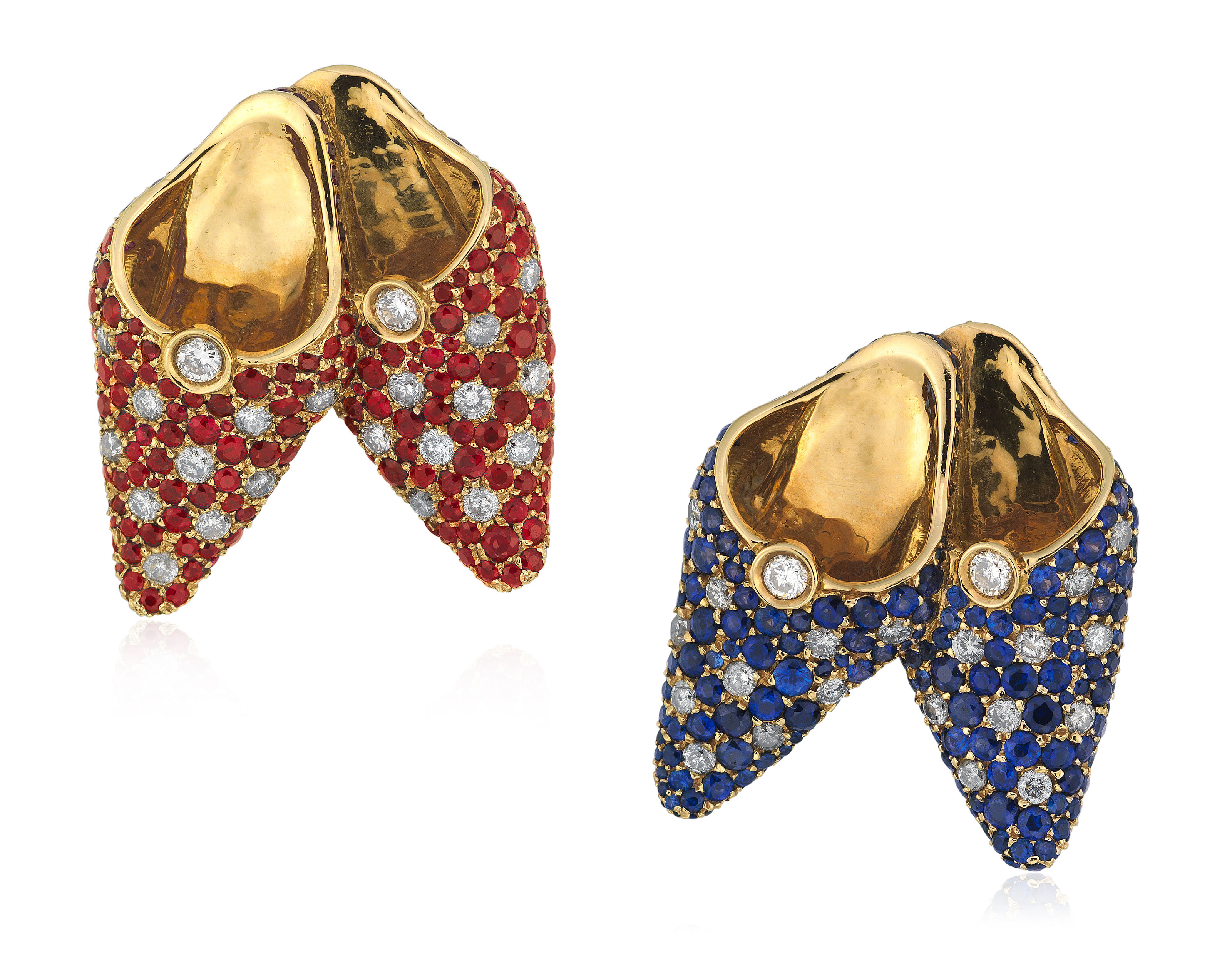 TWO ANDRE MARCHA SAPPHIRE/RUBY AND DIAMOND BROOCHES, | Christie’s