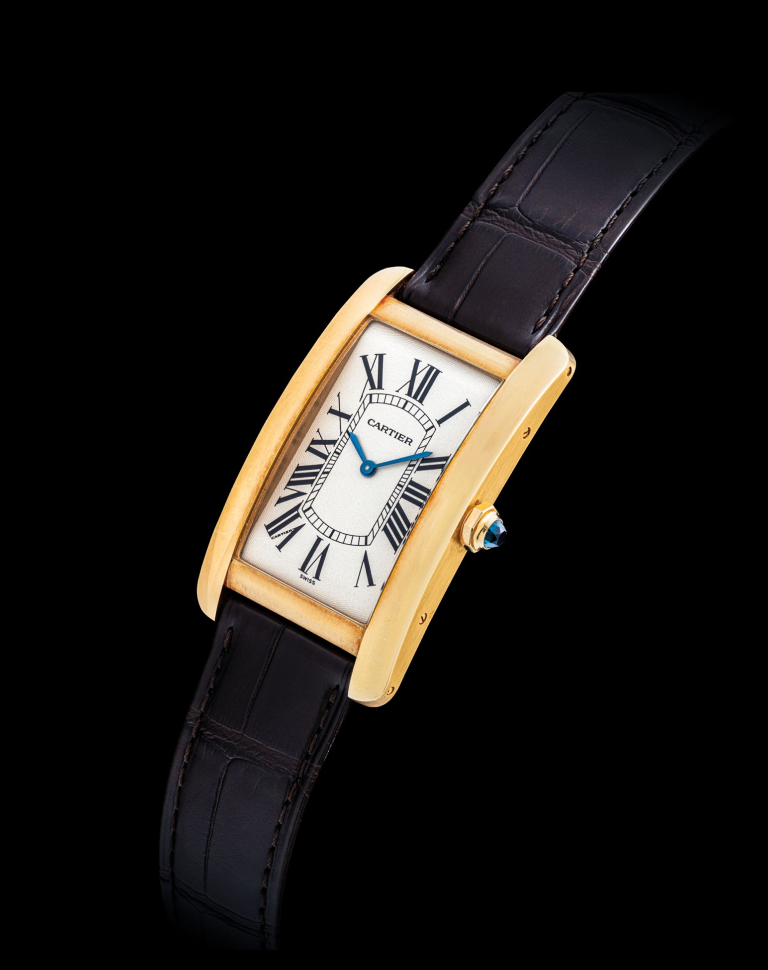 CARTIER. A FINE 18K GOLD RECTANGULAR WRISTWATCH , SIGNED CARTIER, TANK ...