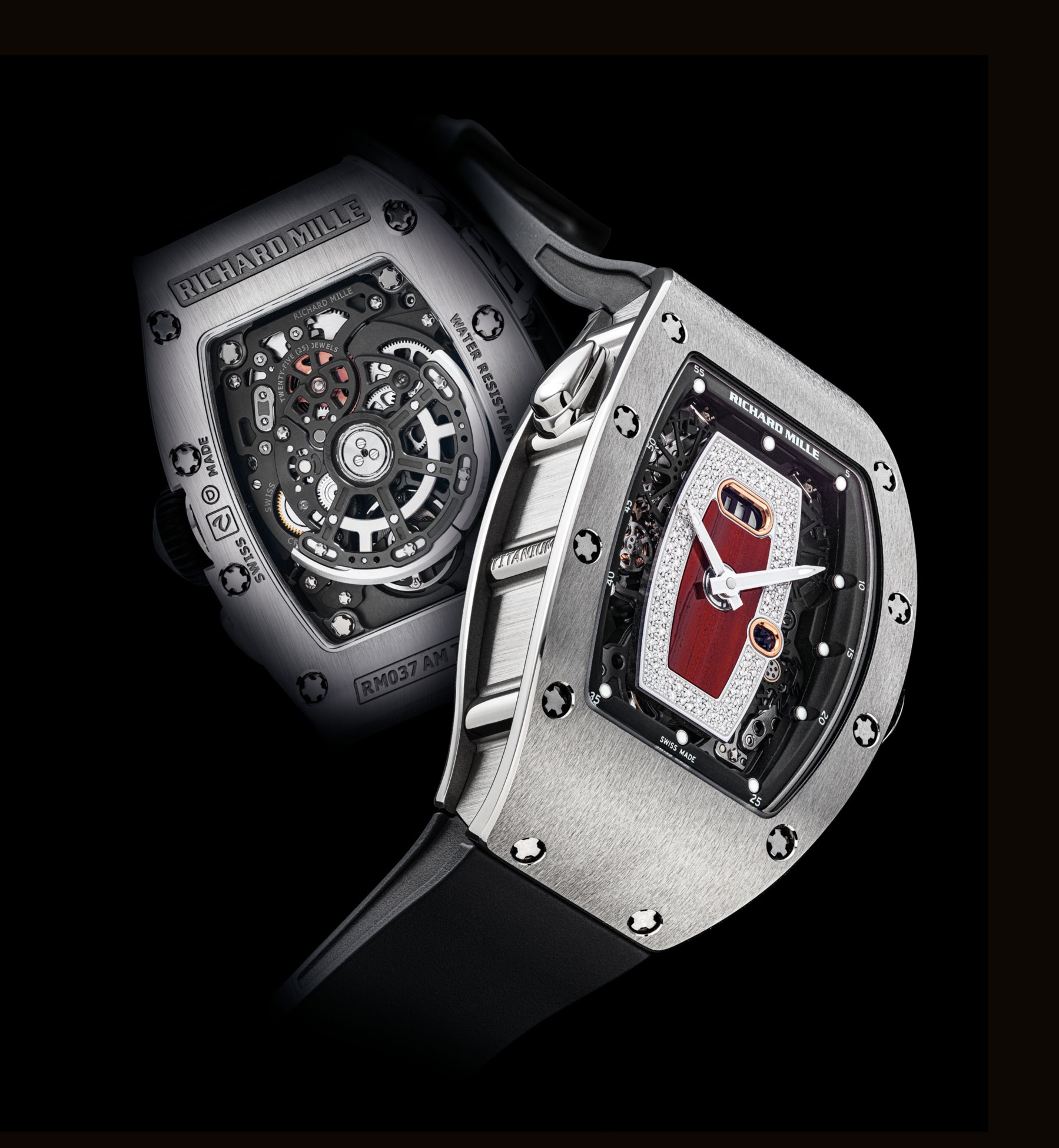 RICHARD MILLE. A LADY'S FINE AND ATTRACTIVE TITANIUM AND DIAMOND-SET ...