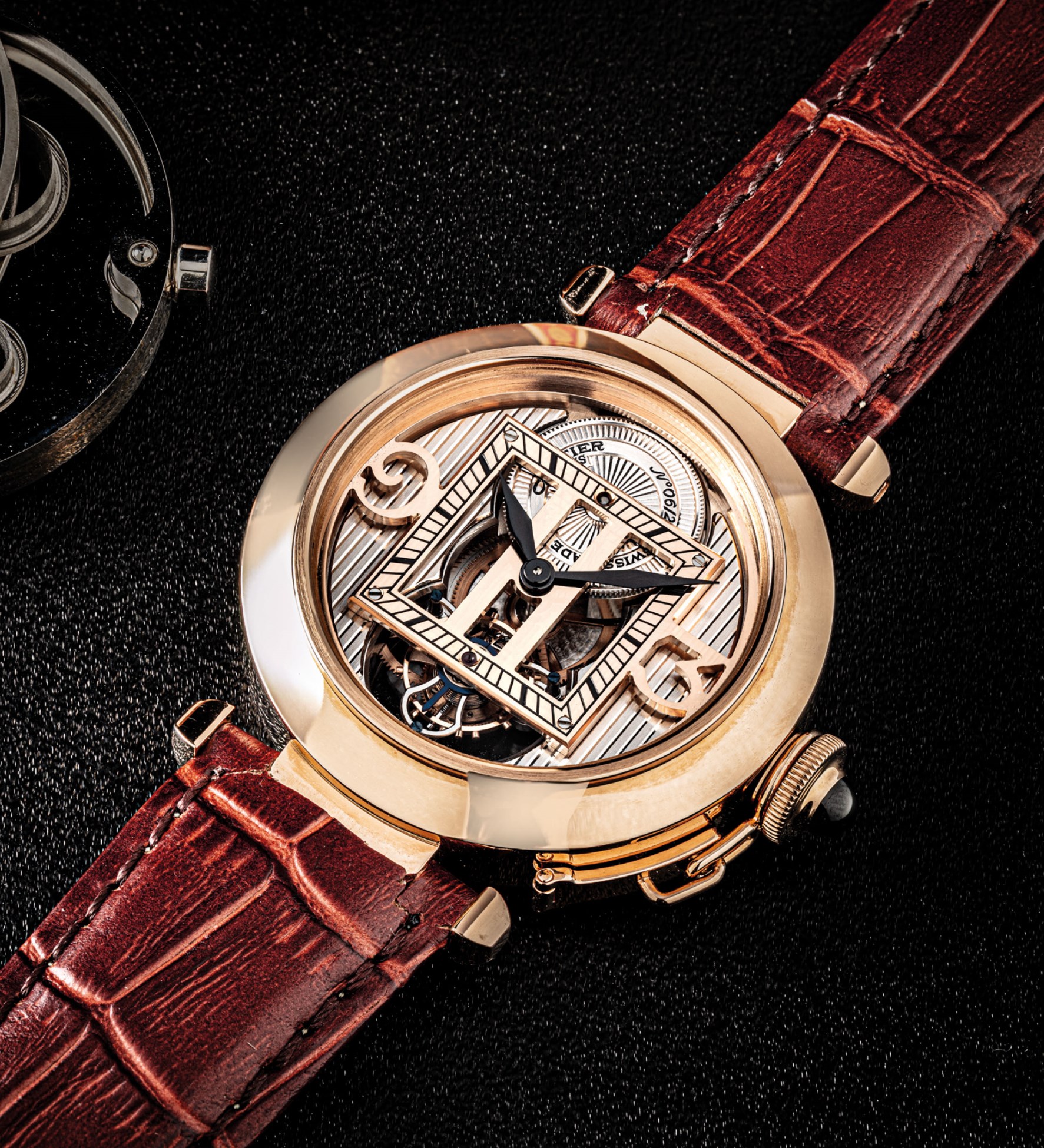 CARTIER. A FINE AND VERY RARE 18K PINK GOLD LIMITED EDITION AUTOMATIC ...