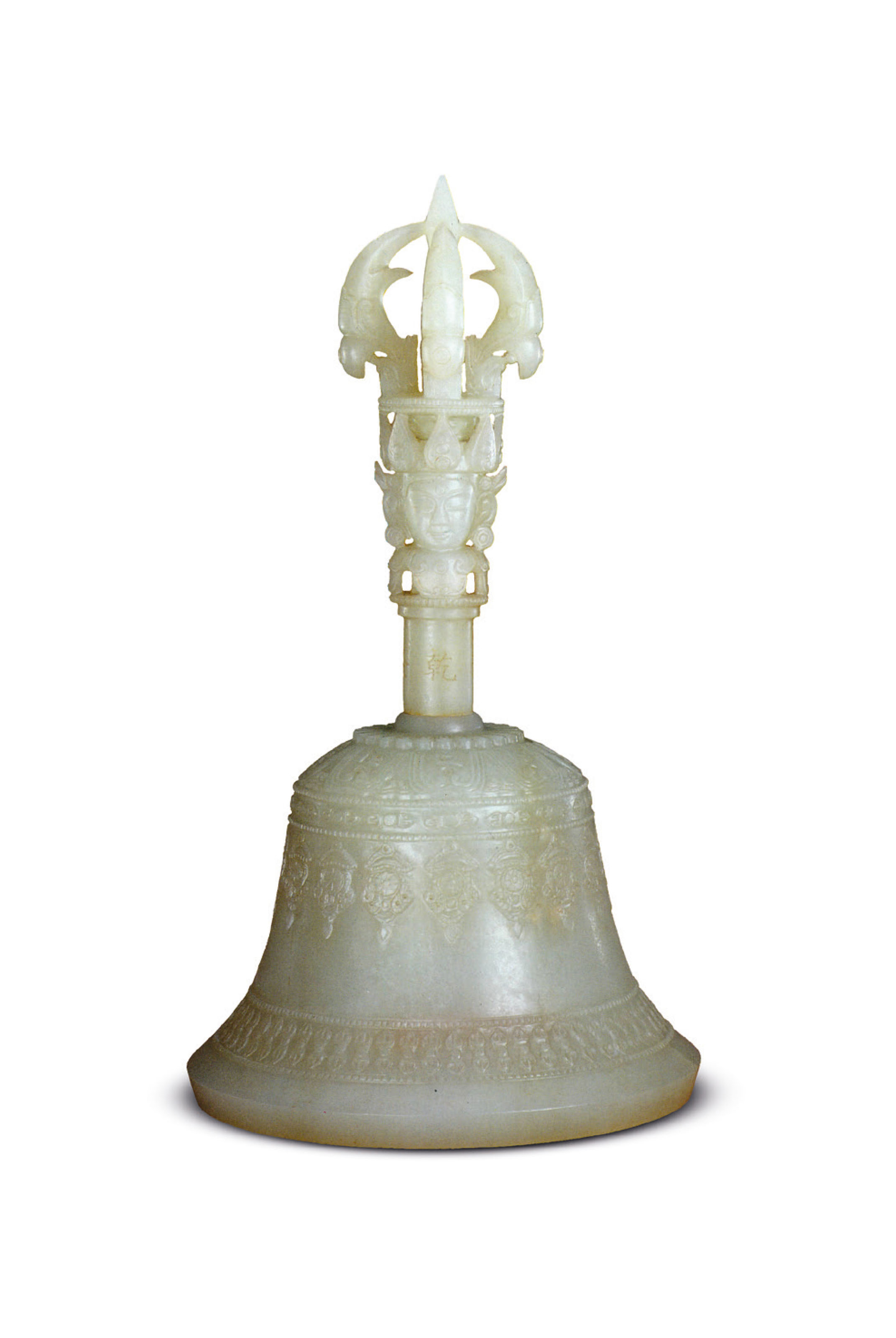 A RARE CELADON JADE RITUAL BELL