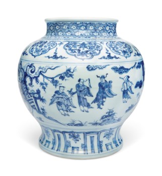 A LARGE BLUE AND WHITE JAR, MING DYNASTY, LATE 15TH-16TH CENTURY ...