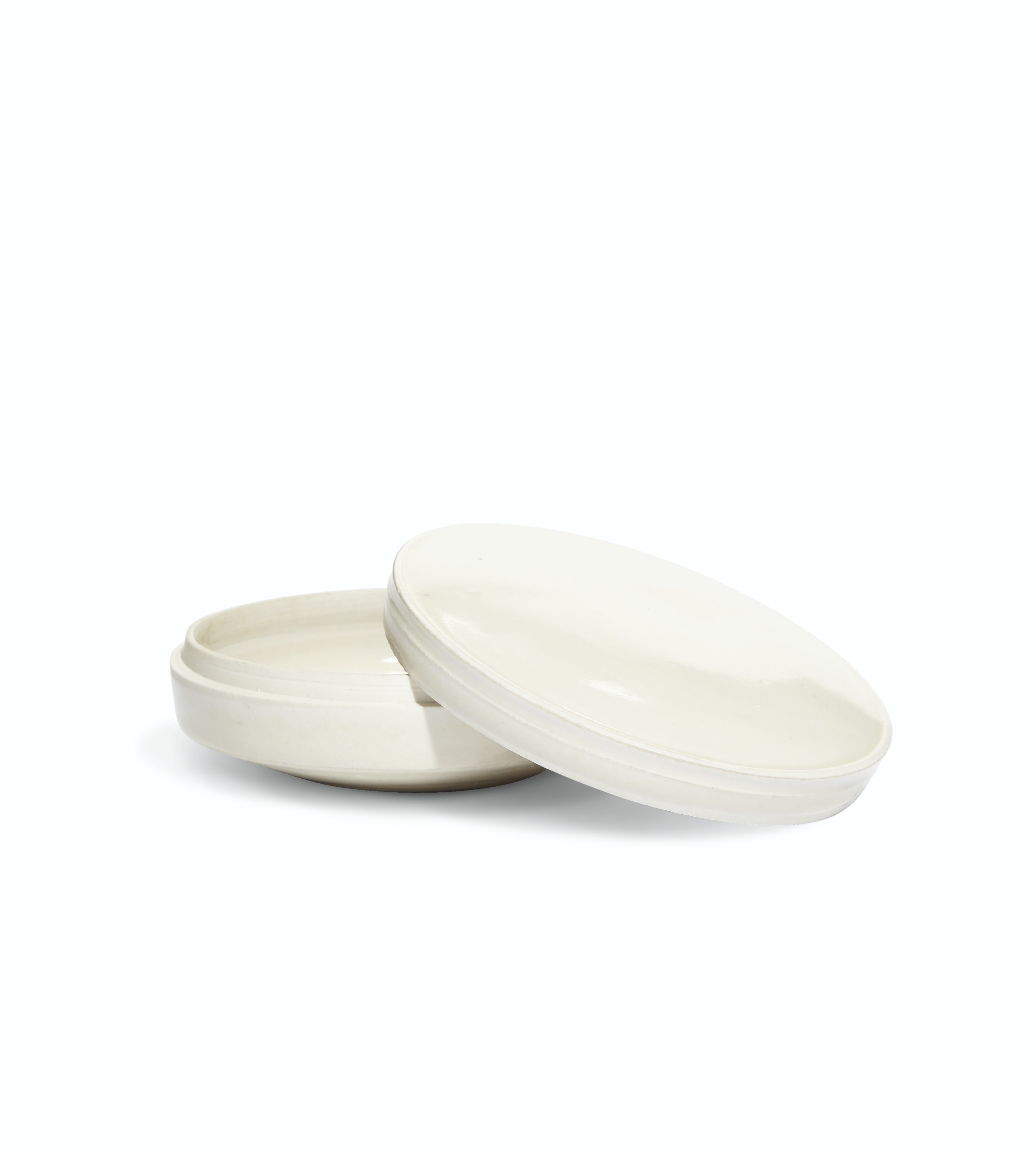 A RARE DING BOX AND COVER WITH TRACES OF GILT DECORATION