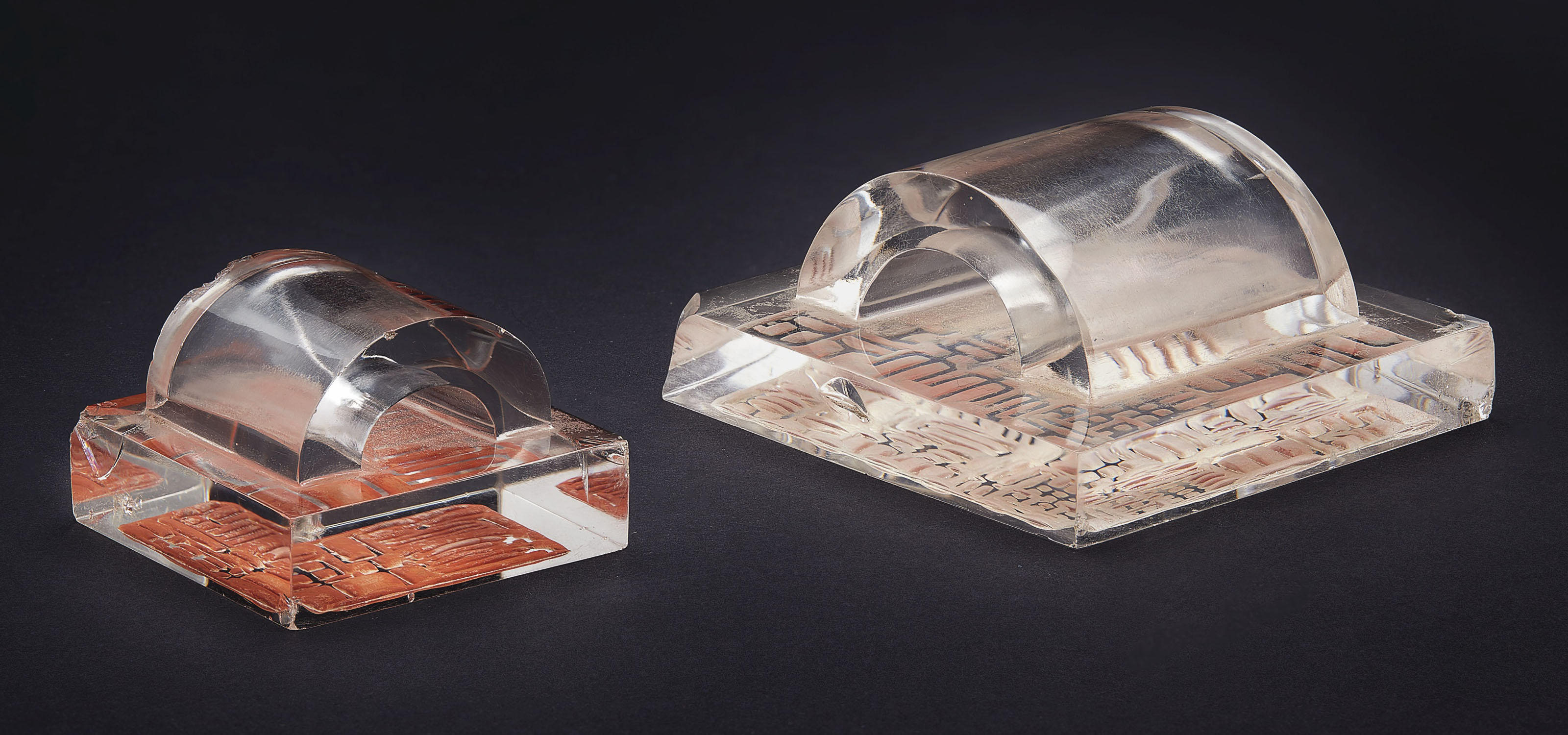 TWO HAN-STYLE ROCK CRYSTAL SEALS