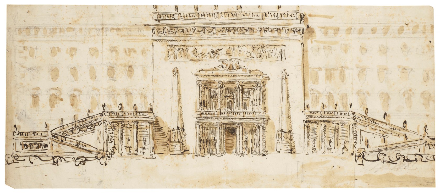 Giuseppe Valadier (Rome 1762-1839), Design for the façade of a palace ...