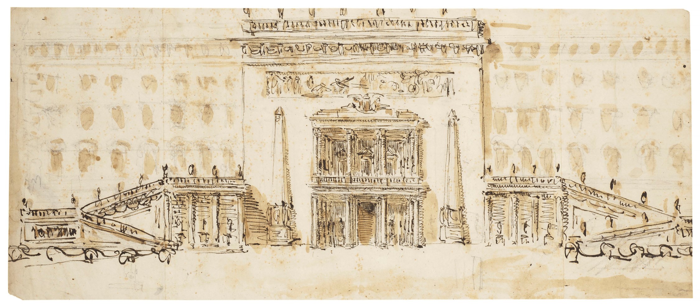 Giuseppe Valadier (Rome 1762-1839), Design for the façade of a palace ...