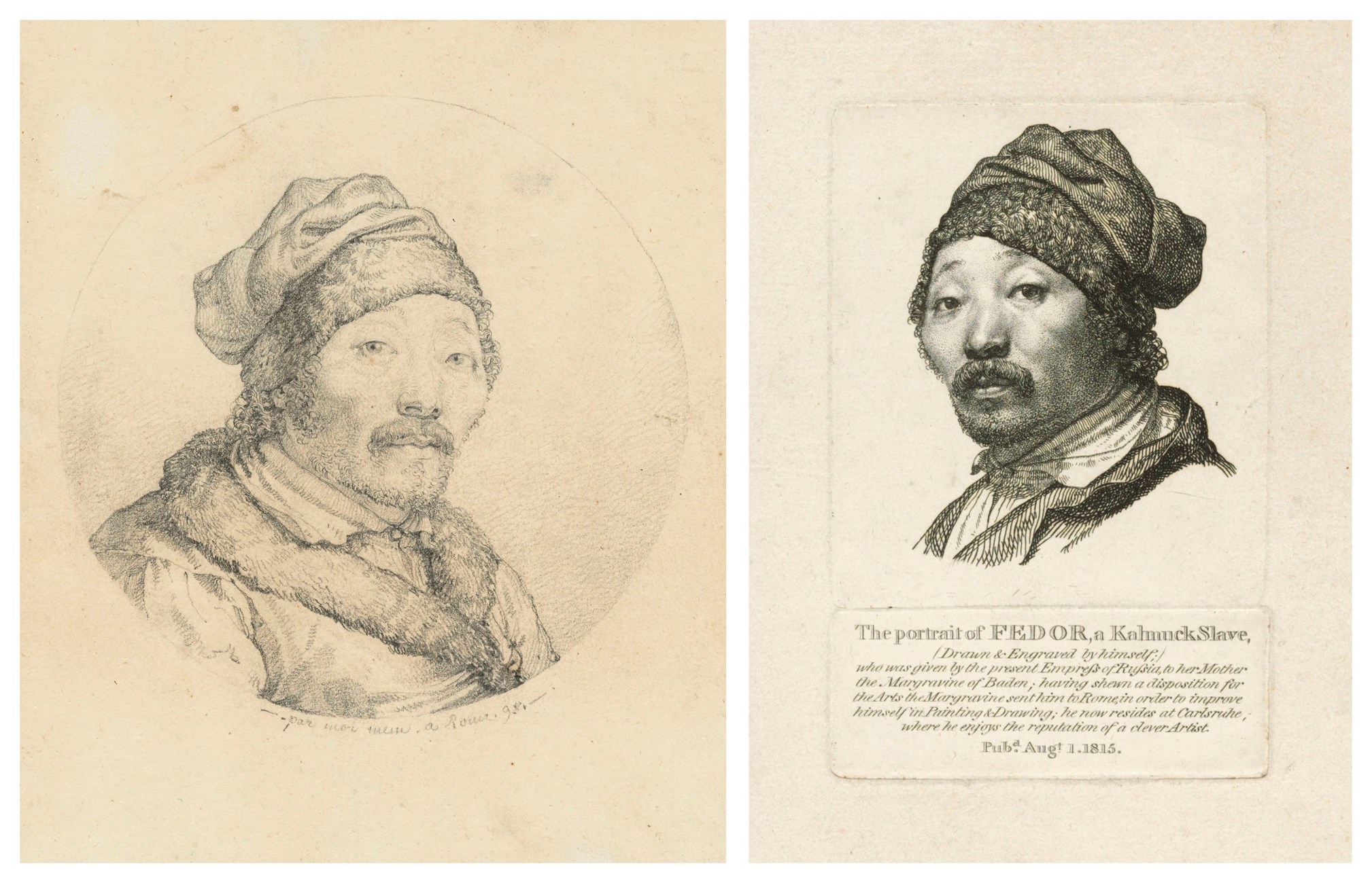 Feodor Iwanowitsch Kalmück (1764-1832), Self-Portrait: A Drawing and ...