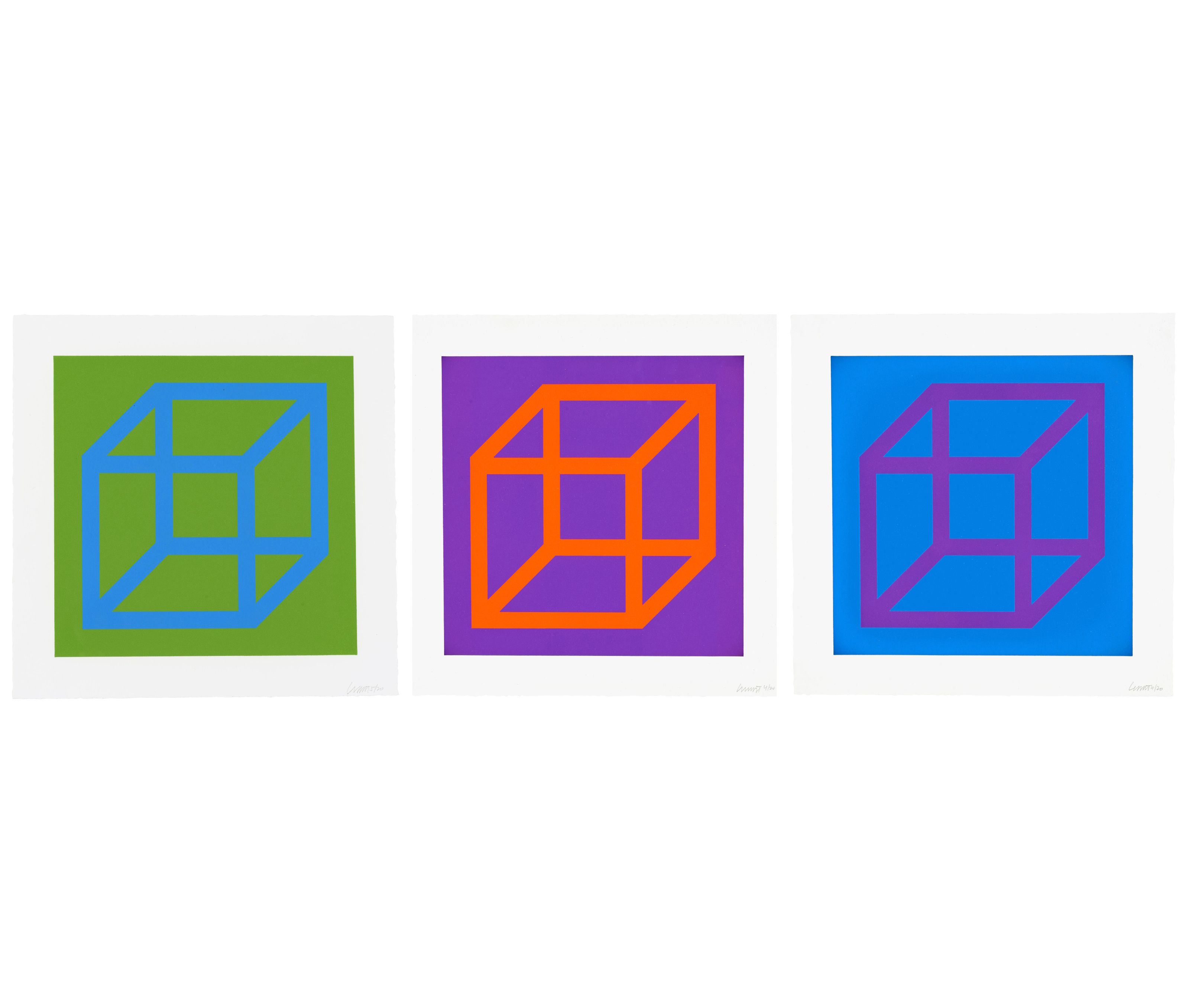 SOL LEWITT (1928-2007), Open Cube in Color on Color: three plates ...