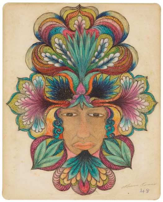 Minnie Evans (1892-1987), Untitled (Woman with Floral Designs), 1948 ...