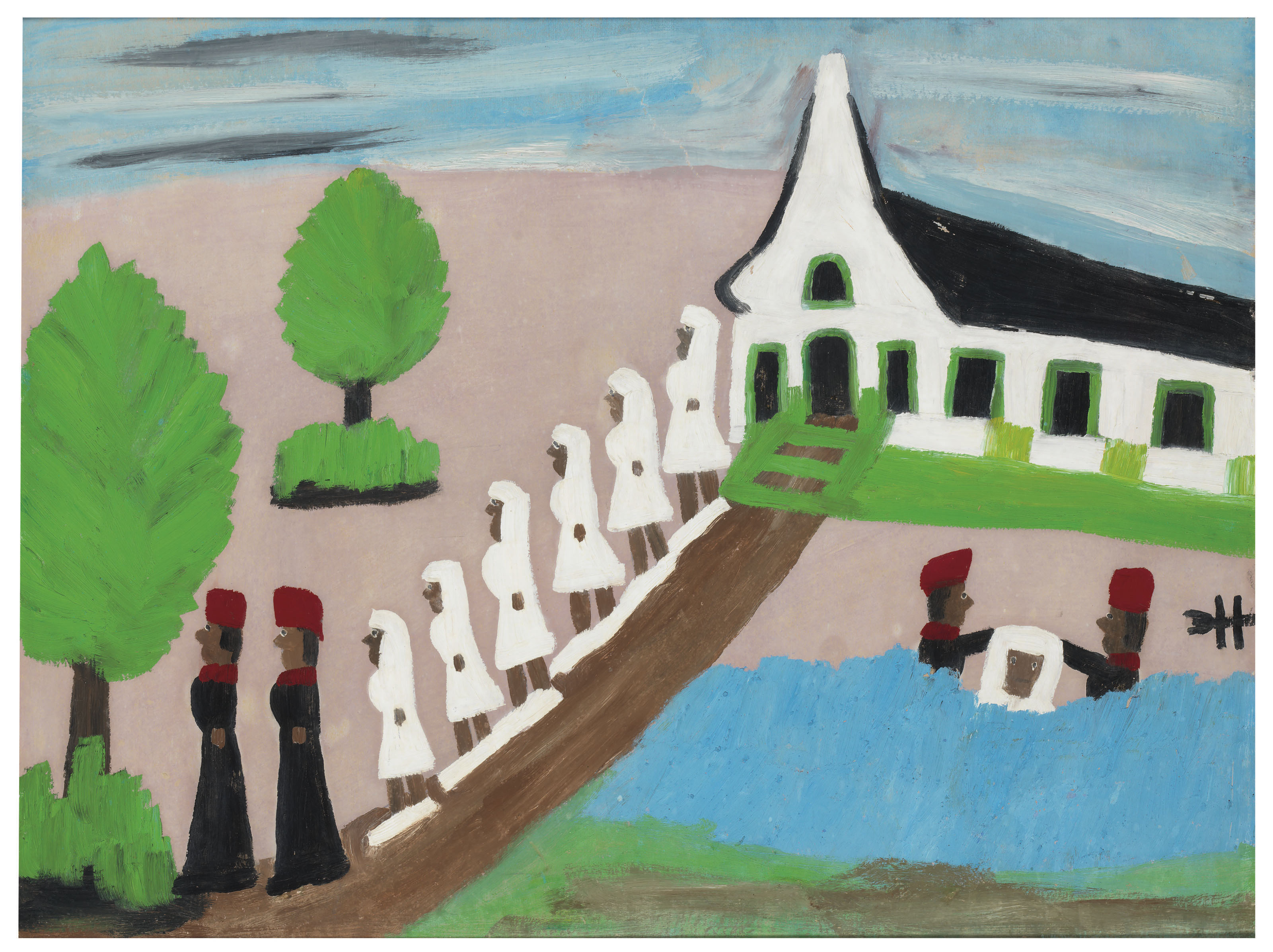 Clementine Hunter (1887-1988) , Picking Cotton and Leaving Church ...