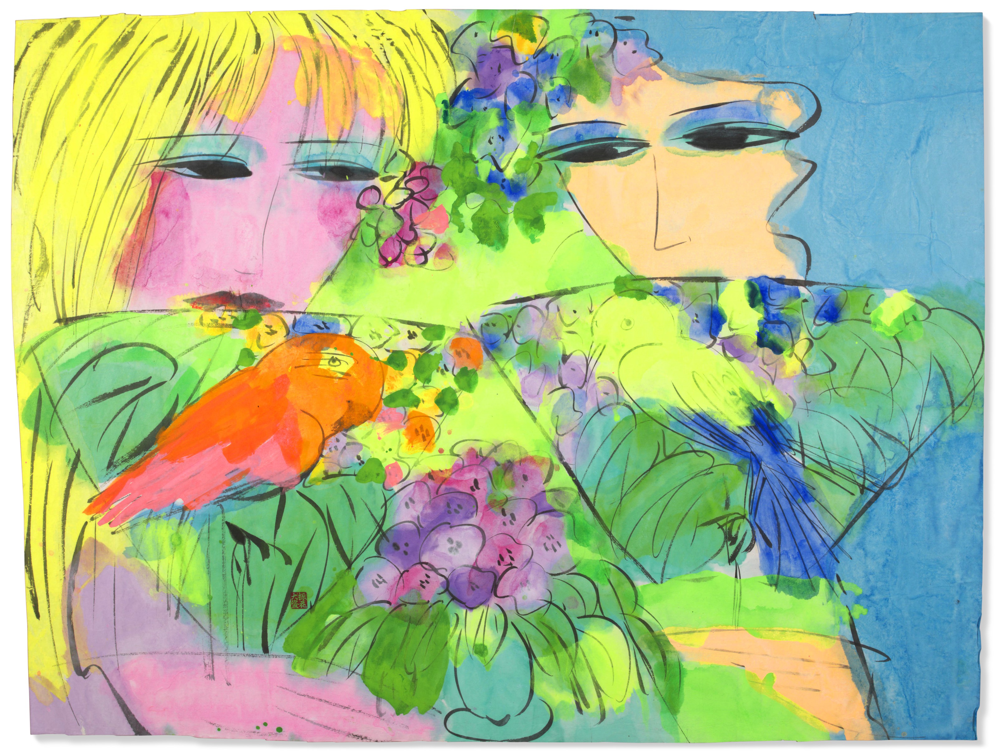 WALASSE TING (DING XIONGQUAN, 1928-2010), Untitled (Two Ladies with ...