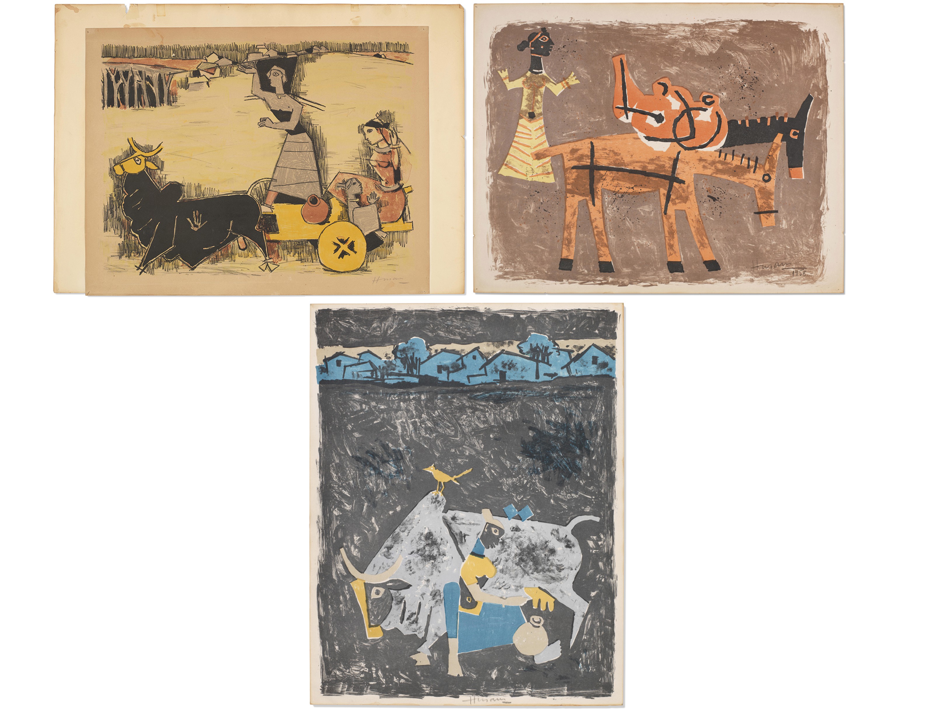 MAQBOOL FIDA HUSAIN (1913-2011), Untitled (Yatra; Untitled; Untitled ...