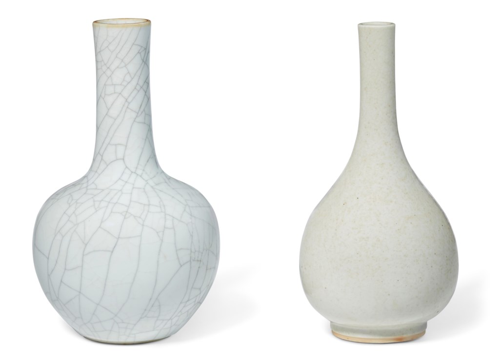 TWO WHITE-GLAZED BOTTLE VASES, 18TH-19TH CENTURY | Christie’s