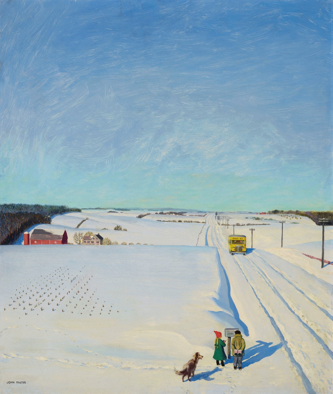 John Philip Falter (1910-1982), Waiting for School Bus in Snow | Christie's