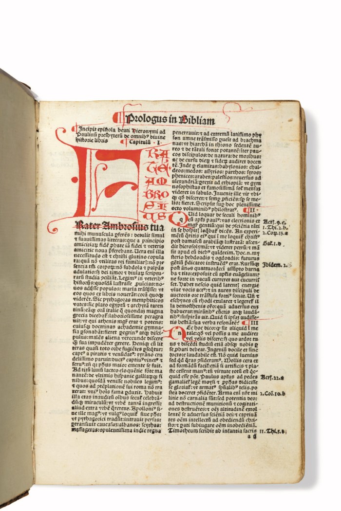 BIBLE, in Latin. Basel: Johann Froben, 27 June 1491. | Christie's