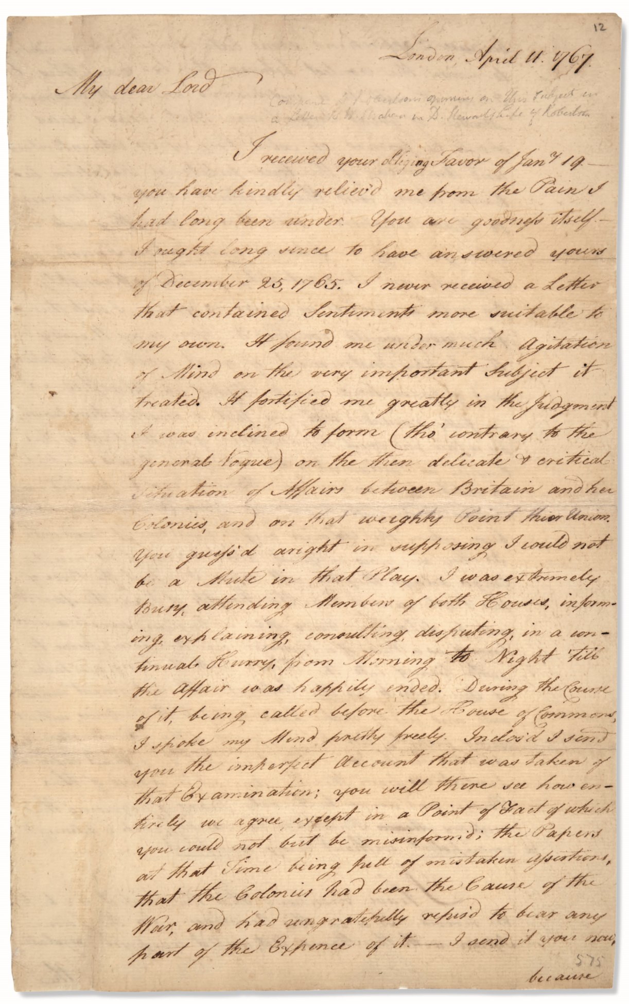 FRANKLIN, Benjamin (1706-1790). Letter signed ("B. Franklin") to Henry ...