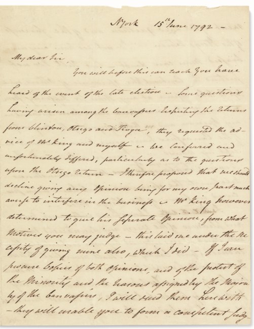 BURR, Aaron (1756-1836). Autograph letter signed ("Aaron Burr") to ...