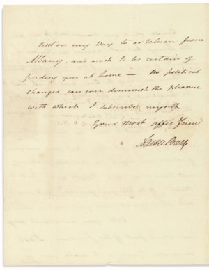 BURR, Aaron (1756-1836). Autograph letter signed ("Aaron Burr") to ...