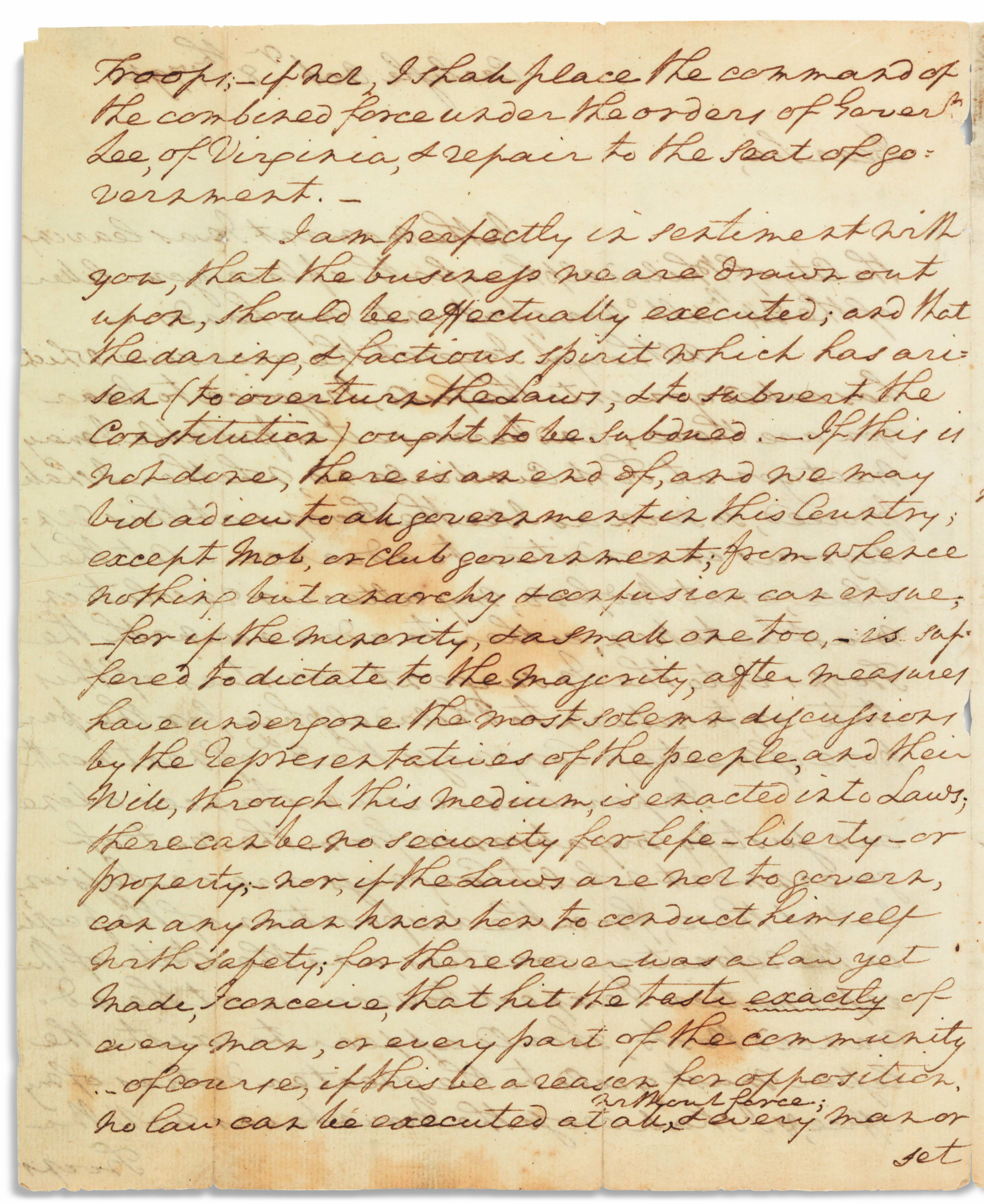 WASHINGTON, George (1732-1799). Autograph letter signed ("Go ...